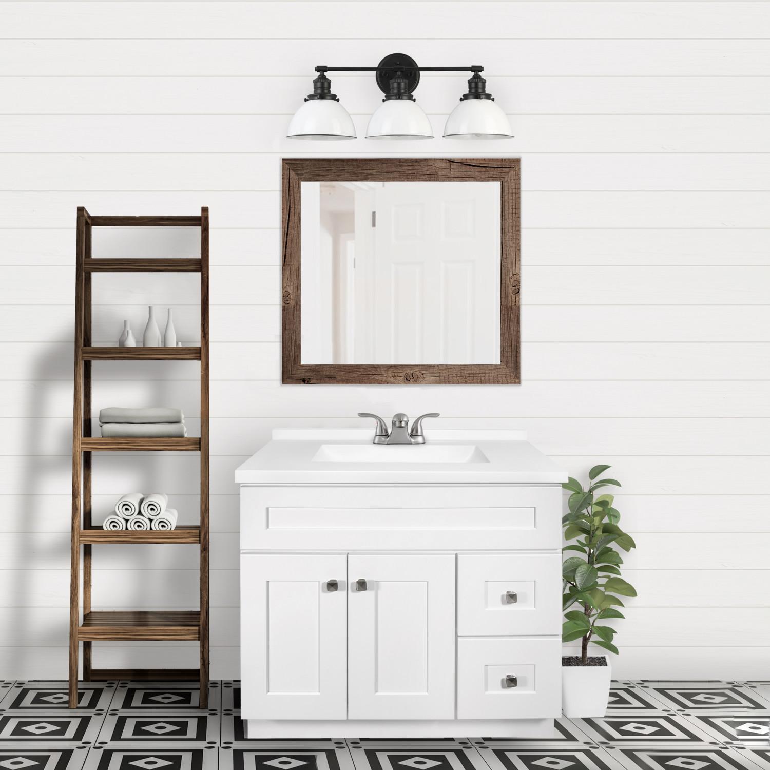 Brookings 37-Inch Vanity in White with Modern Sink Top, Fully Assembled ...
