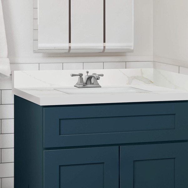 Calesco Calacatta Quartz Vanity Top Side Splash, White