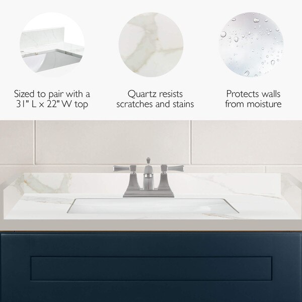 Calesco Calacatta Quartz Vanity Top Side Splash, White
