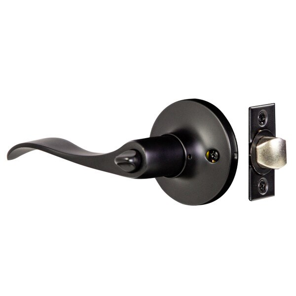 Stratford Matte Black Entry Door Lever, Residential Front and Back Door Use