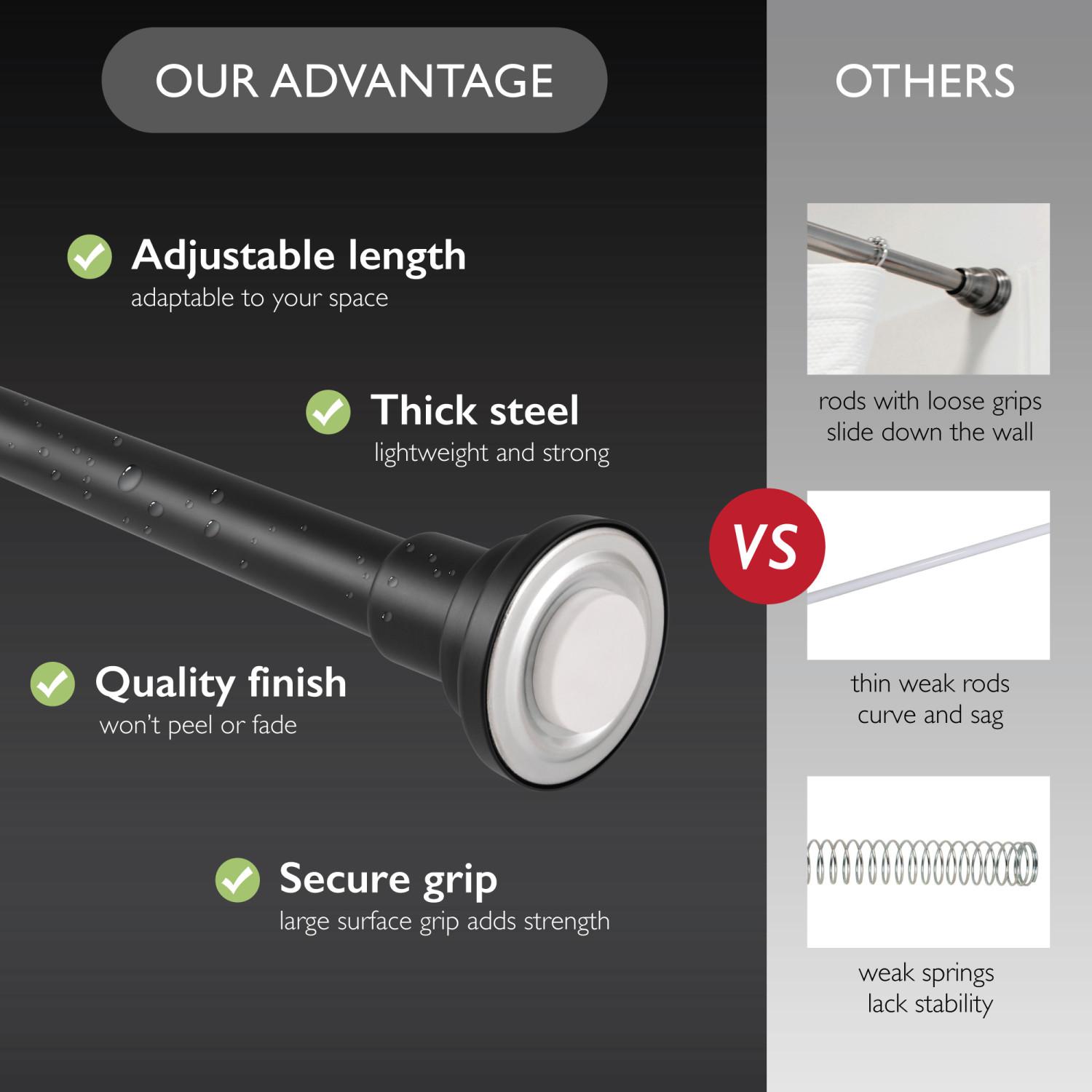 Adjustable Shower Rod Matte Black 72 Inch | Bath | Today's Design House