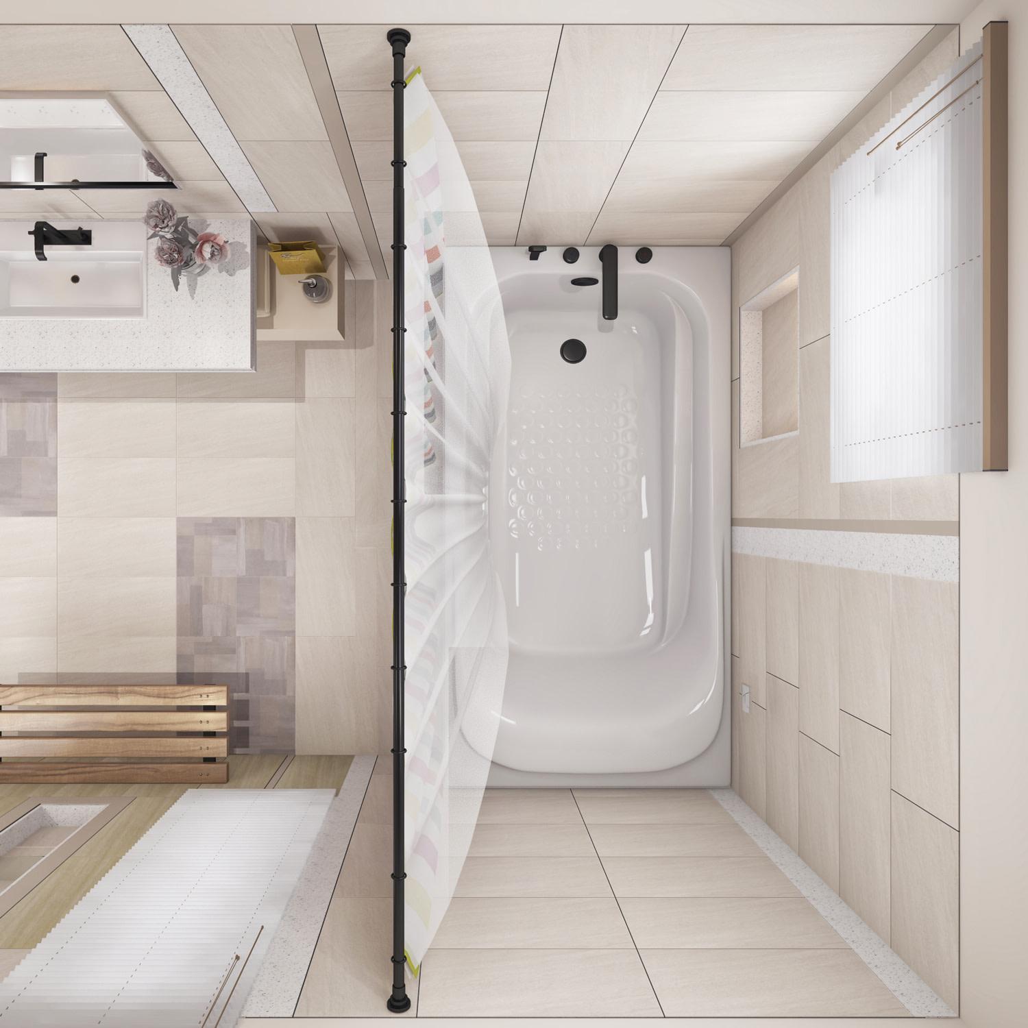 Adjustable Shower Rod Matte Black 72 Inch | Bath | Today's Design House