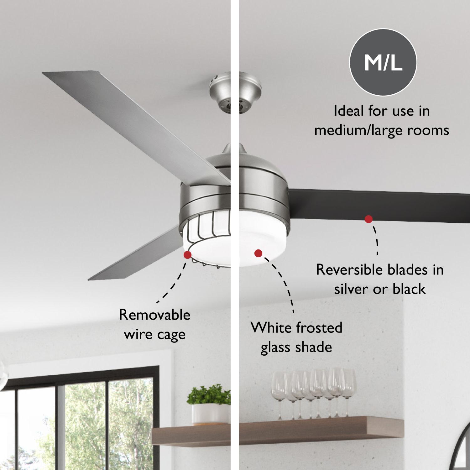 Ajax Brushed Nickel 52 Inch LED Ceiling Fan ǀ Lighting & Ceiling Fans ǀ ...