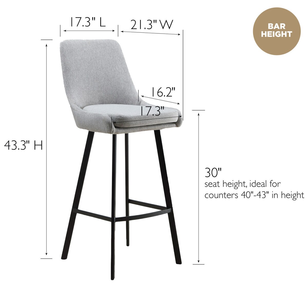 Barrelback Bar Stool Set Gray Black Set of 2 ǀ Furniture ǀ Today's ...