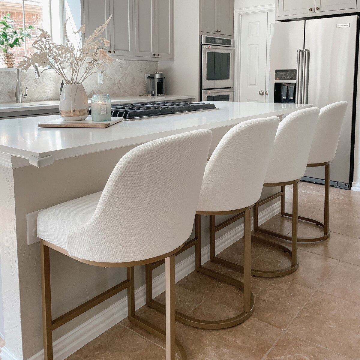 Barrelback Counter Stool White Seat Set of 4 | Furniture | Today's ...