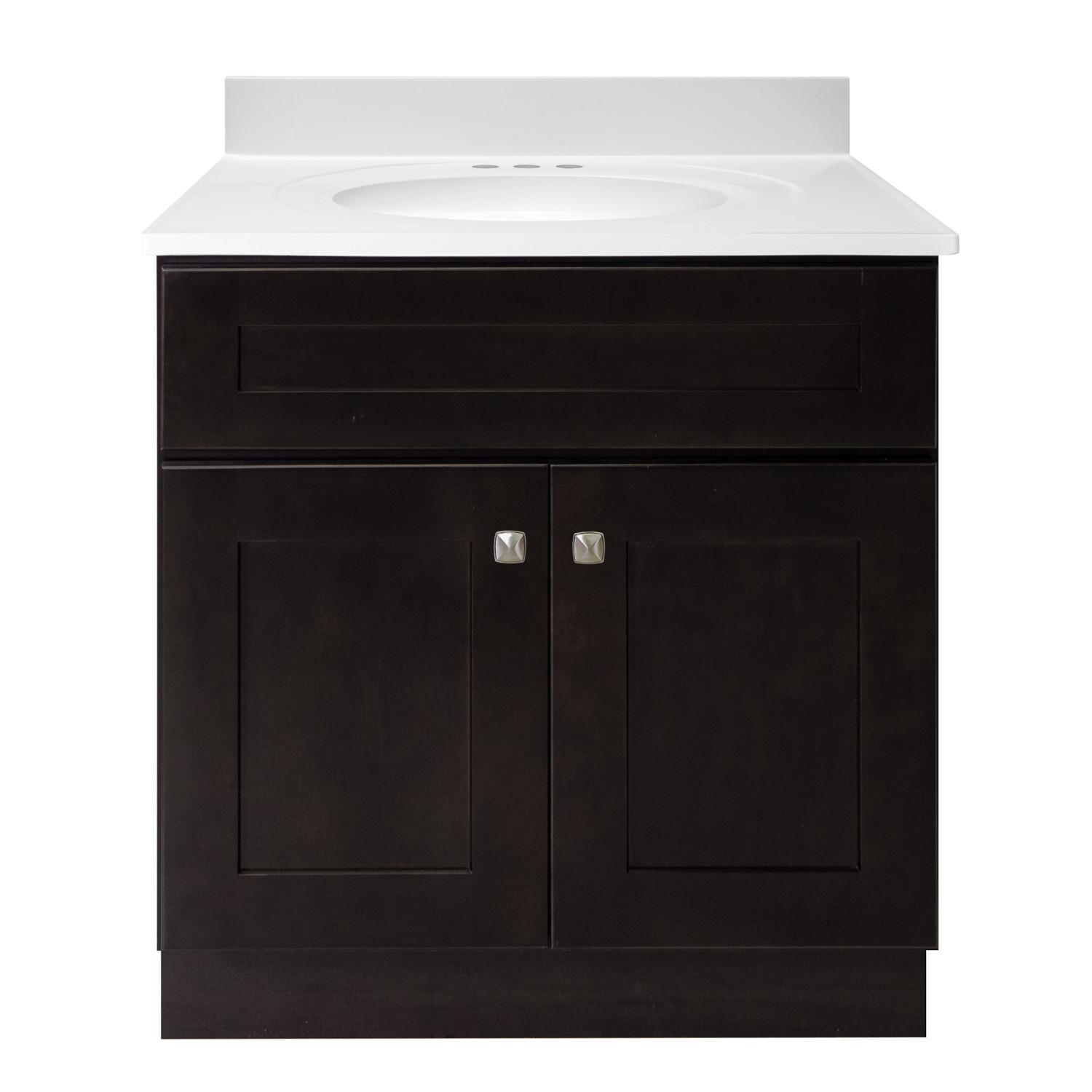 Brookings 31 Inch Vanity Solid White Marble Top 4 Inch Centerset and ...