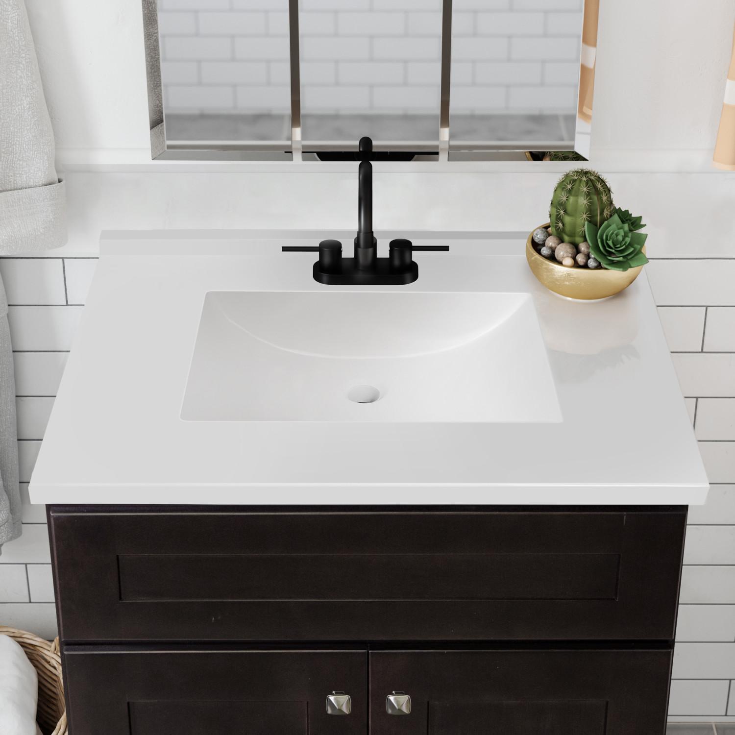 Brookings 31 Inch Vanity Solid White Marble Top 4 Inch Centerset ...