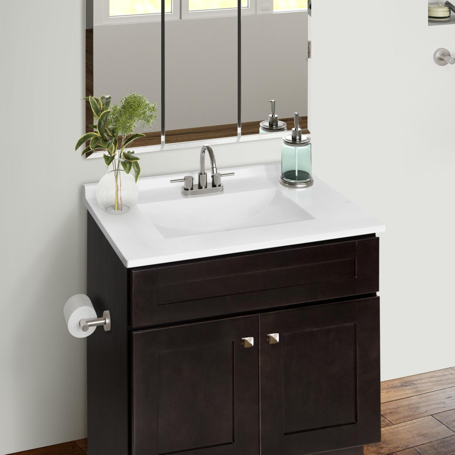 Brookings 31 Inch Vanity Solid White Marble Top 4 Inch Centerset ...