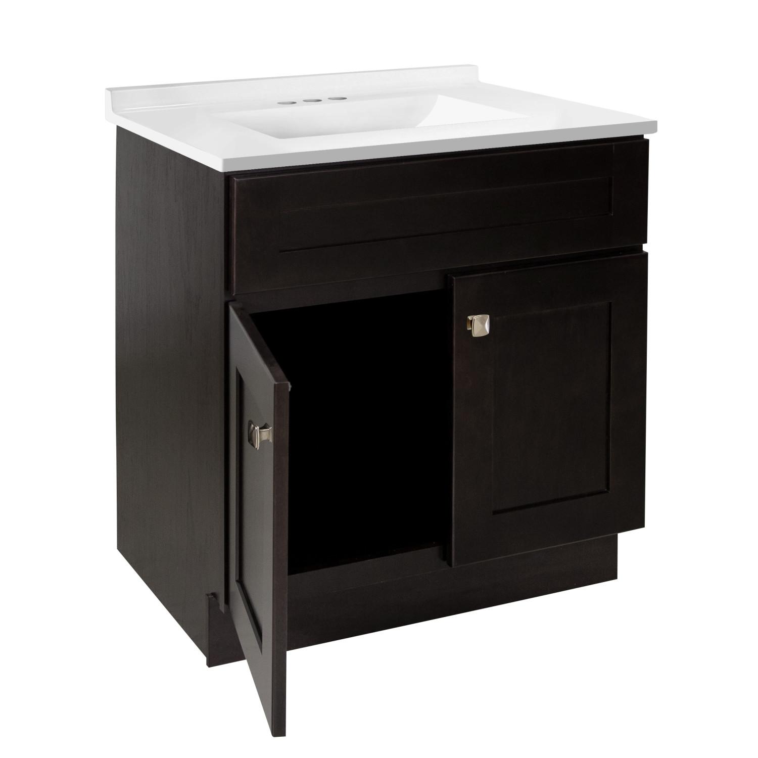 Brookings 31 Inch Vanity Solid White Marble Top 4 Inch Centerset ...