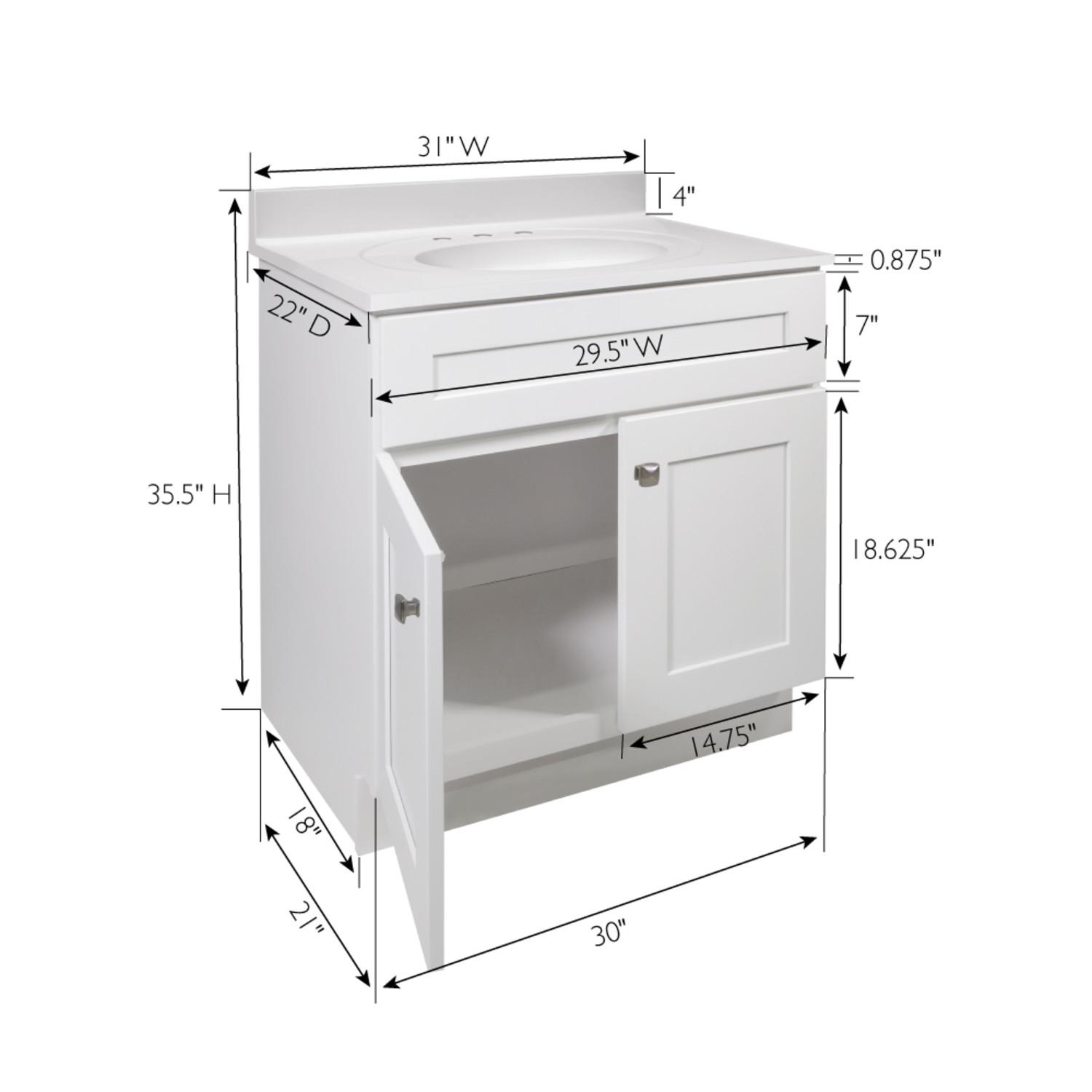 Brookings 31 Inch Vanity White on White Marble Top 8 Inch Widespread ...