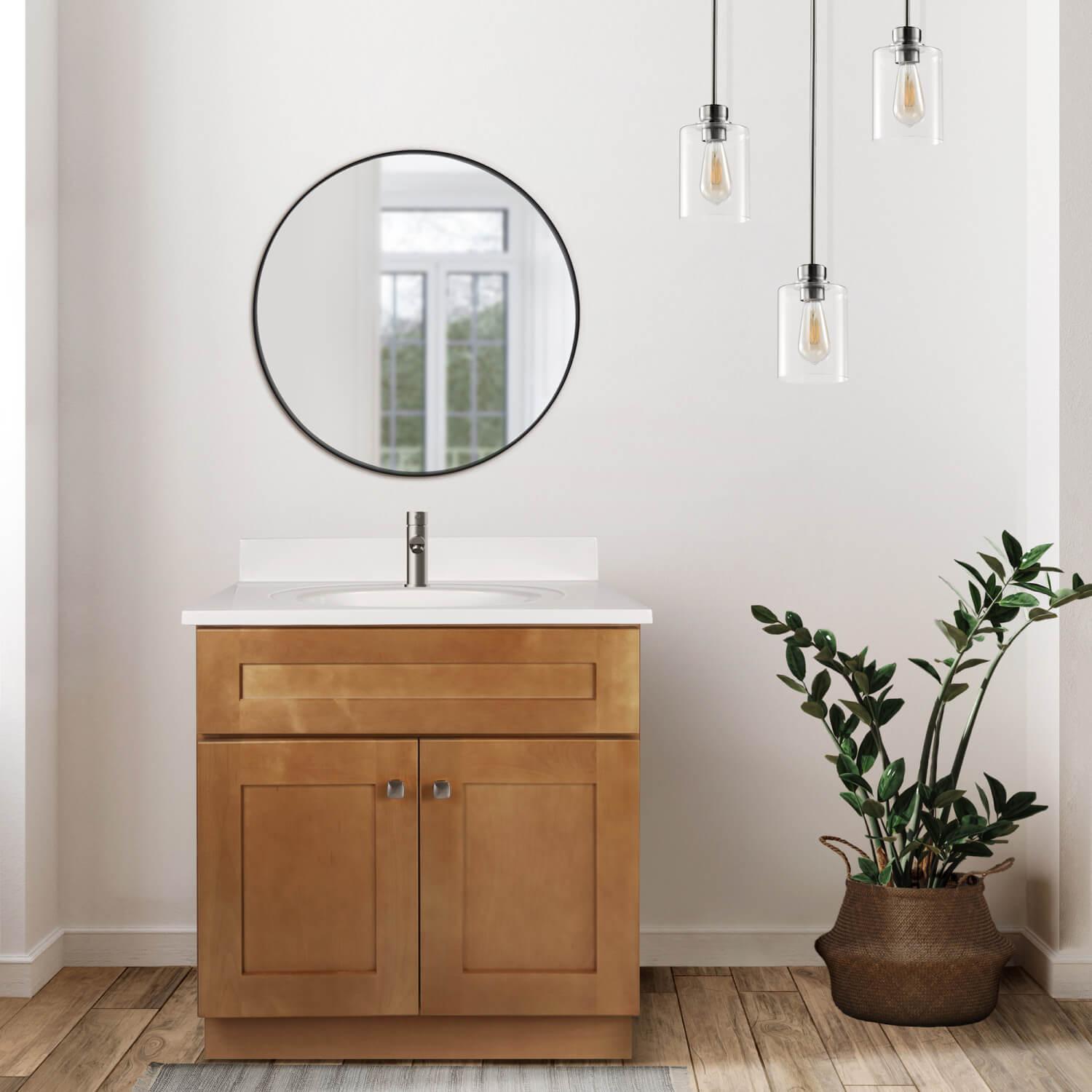 Brookings 31 Inch Marble Modern Birch Vanity Fully Assembled ǀ Bath ǀ ...