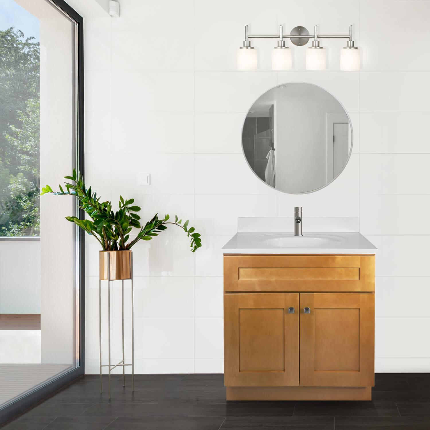Brookings 31 Inch Marble Modern Birch Vanity Fully Assembled ǀ Bath ǀ ...