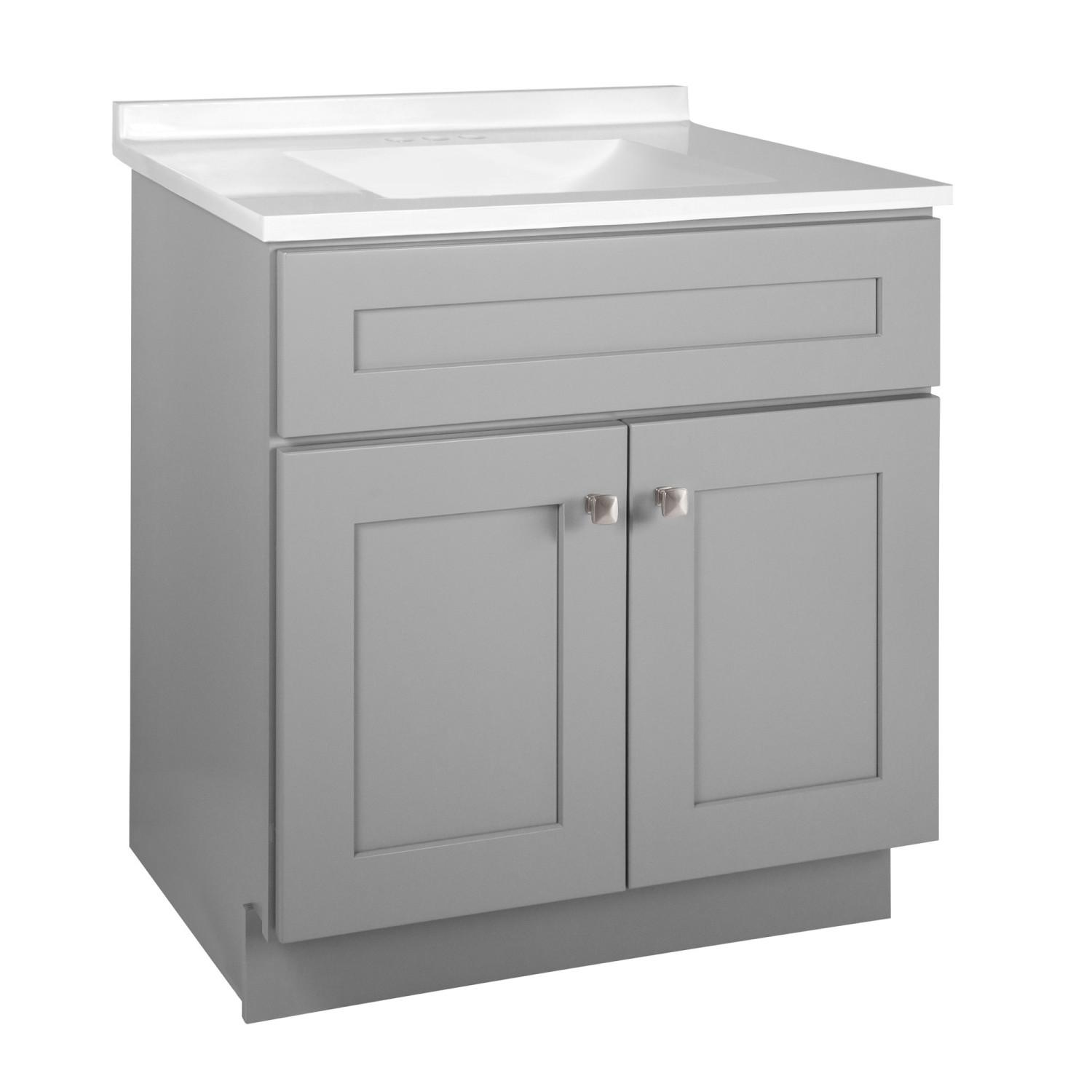 Brookings 31 Inch Marble White Gray Vanity Fully Assembled ǀ Bath ǀ ...