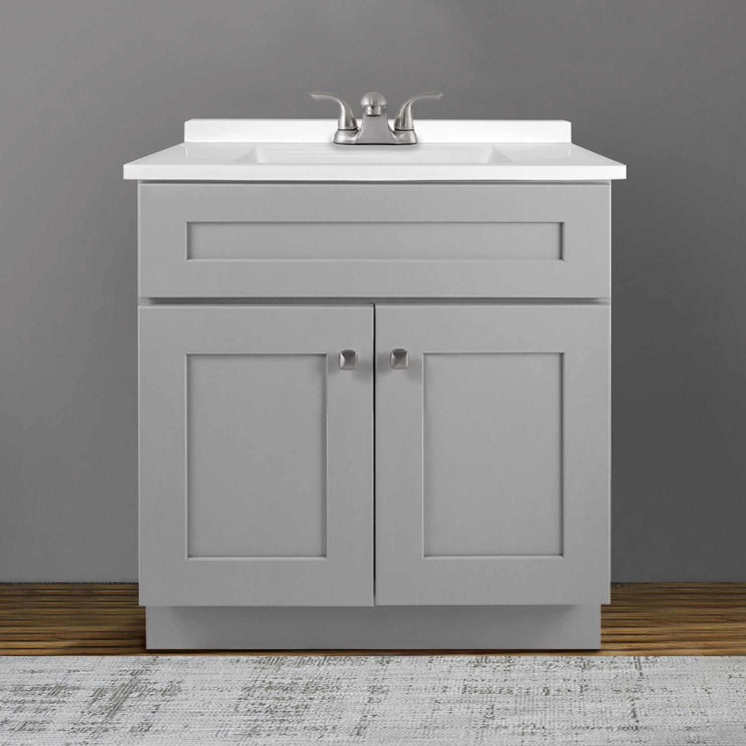 Brookings 31 Inch Marble White Gray Vanity Fully Assembled ǀ Bath ǀ ...