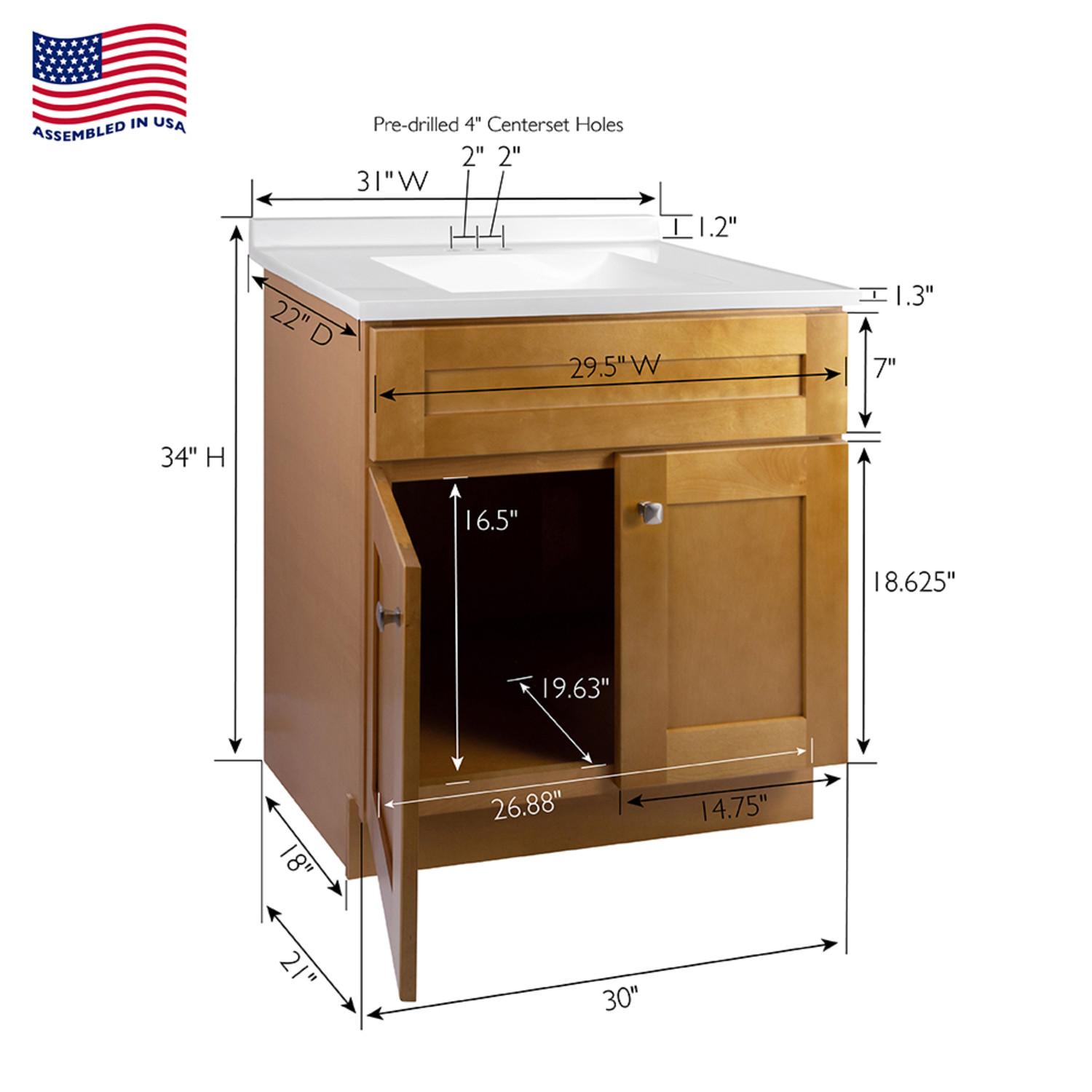 Brookings 31 Inch Modern Birch Vanity Fully Assembled ǀ Bath ǀ Today's ...