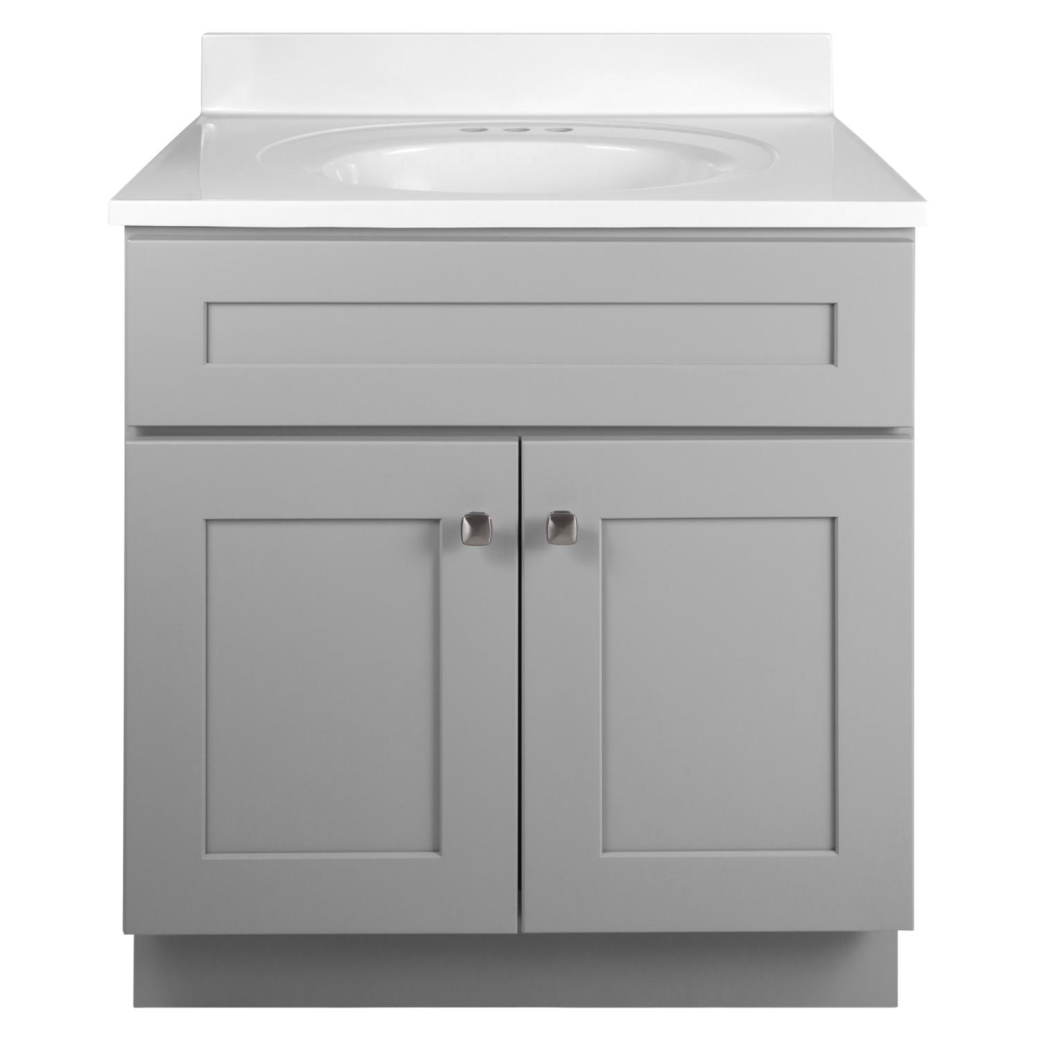 Brookings 31 Inch White on White Marble Gray Vanity Fully Assembled ǀ ...