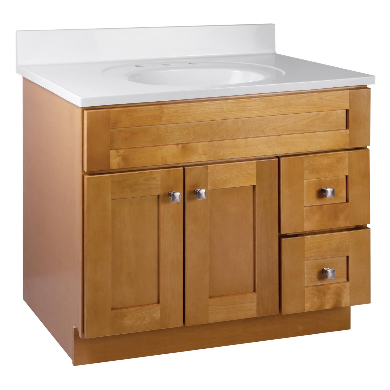 Brookings 37-Inch Vanity in Birch with Widespread White Top, Fully ...