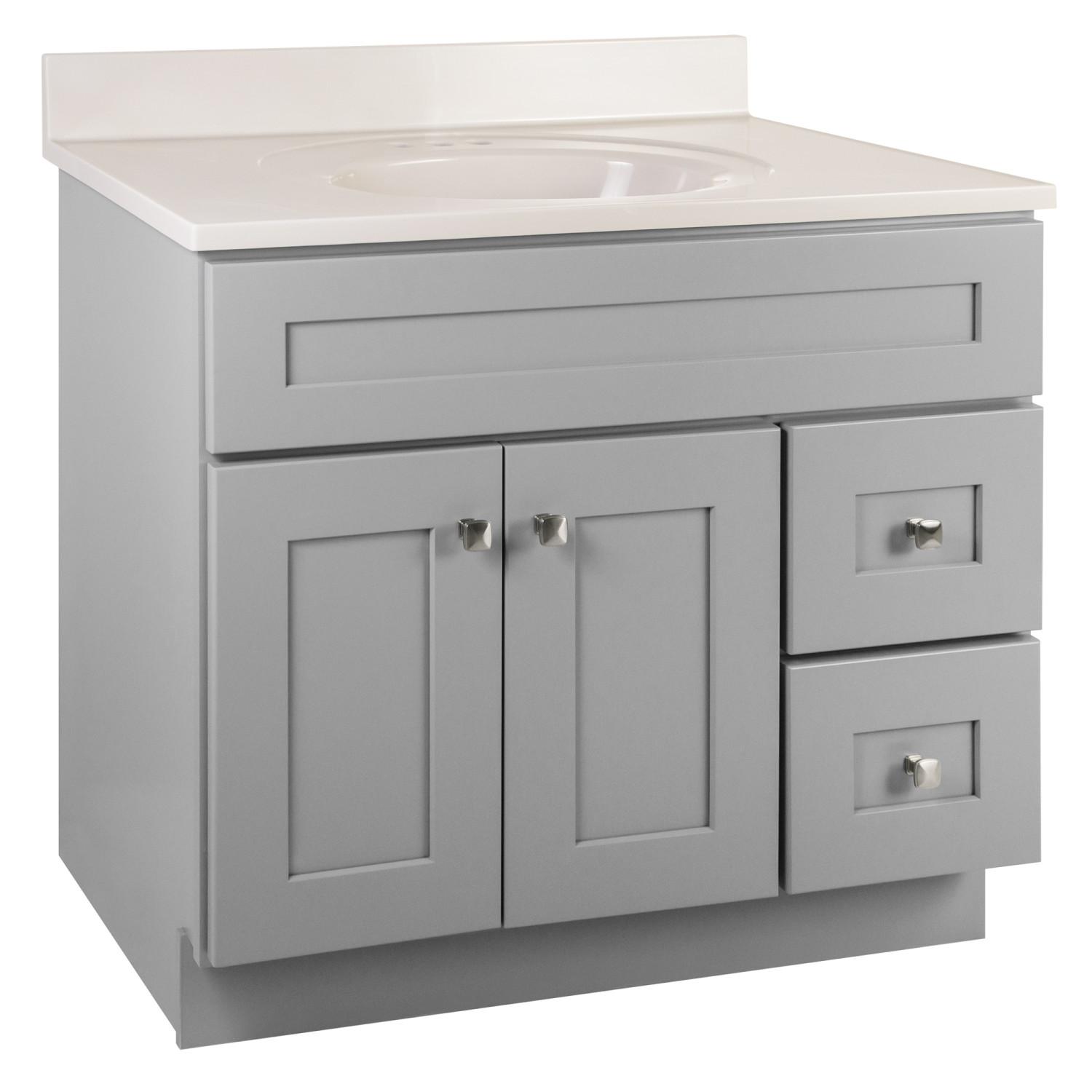Brookings 37-Inch Vanity in Gray with Cultured Marble Top, Fully ...