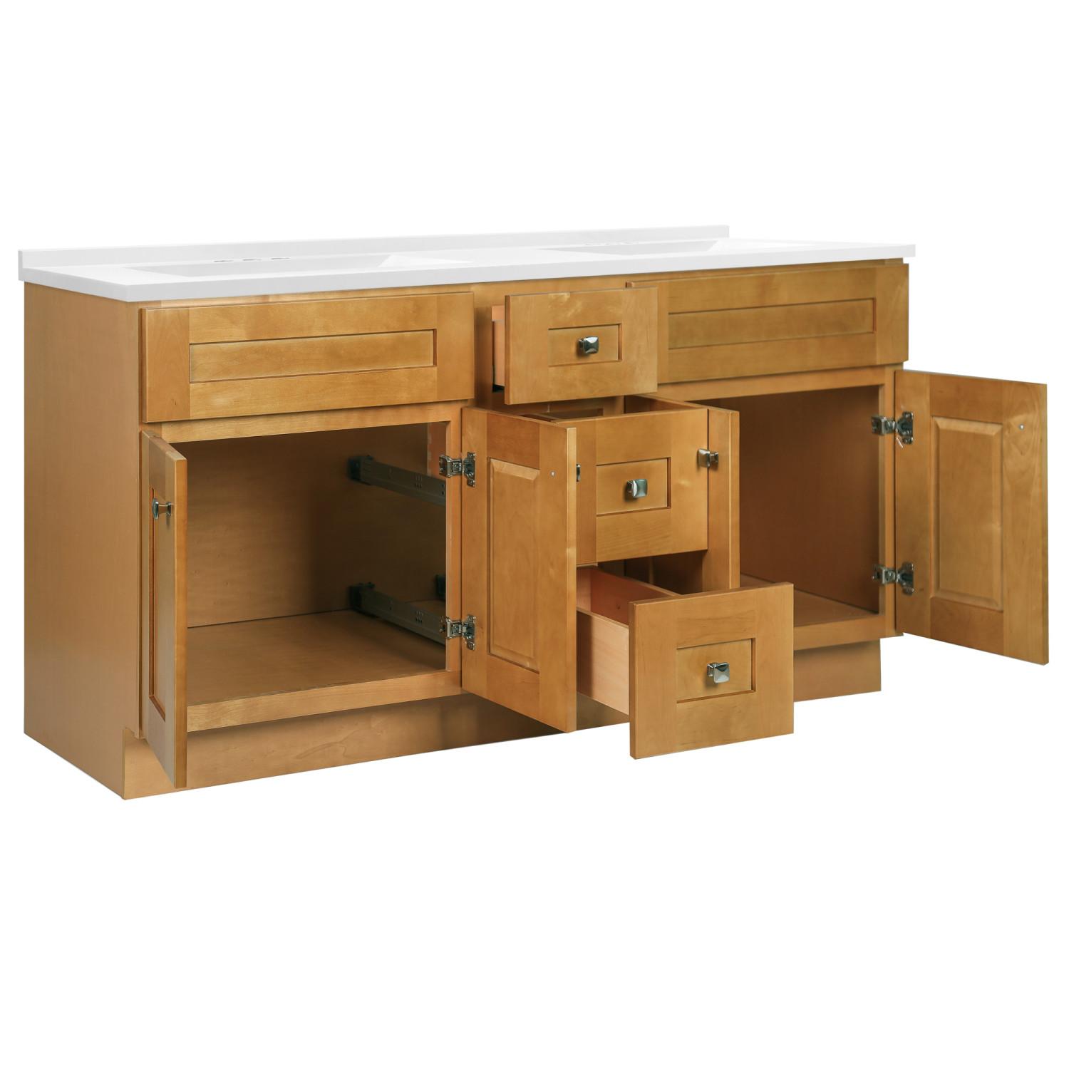 Brookings 61 Inch Marble Top White on White Centerset Vanity in Modern ...