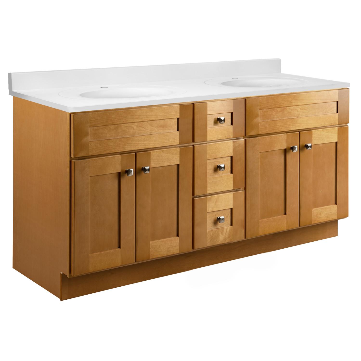 Brookings 61 Inch Marble Top White on White Single Hole Vanity in ...