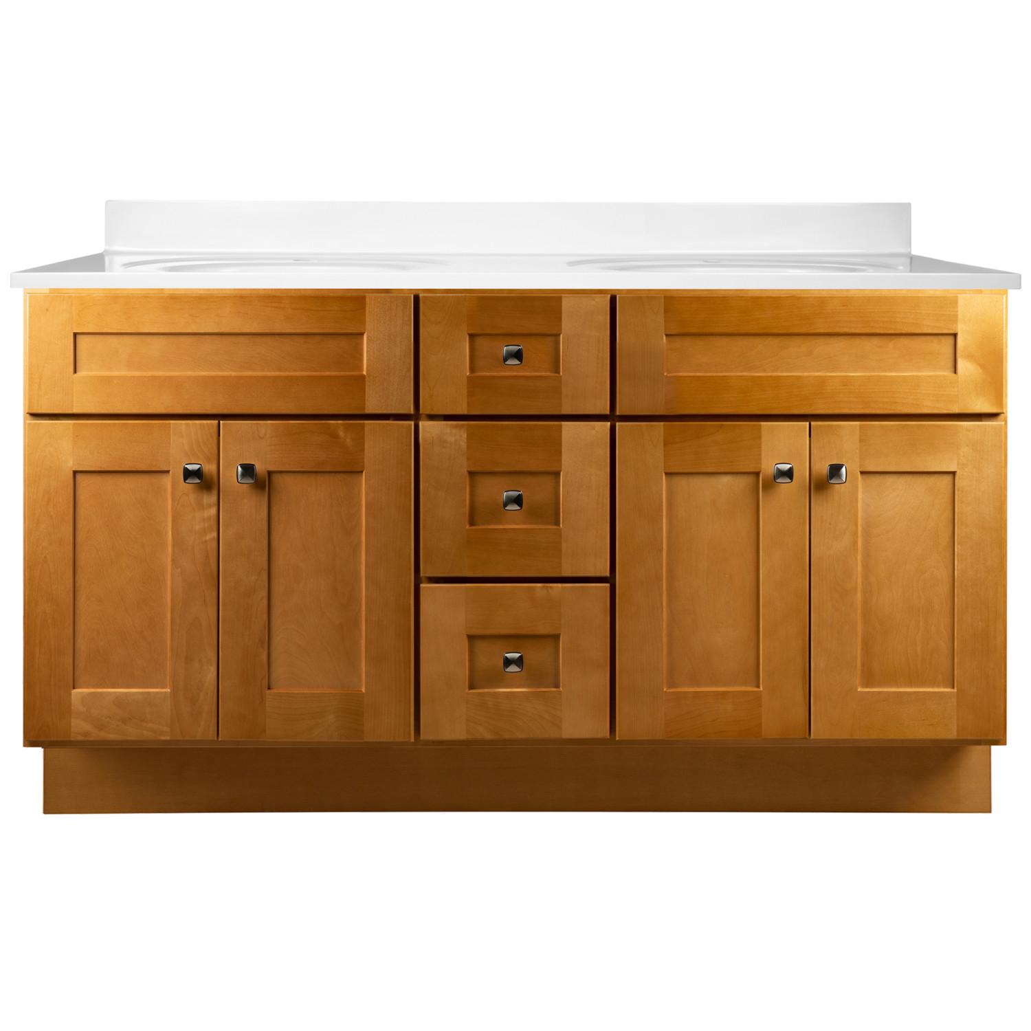Brookings 61 Inch Marble Top White on White Single Hole Vanity in ...