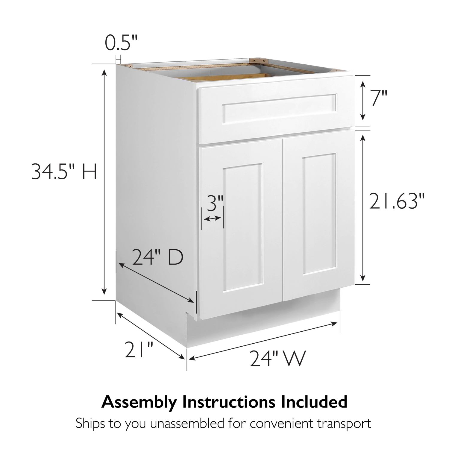 Brookings Base Cabinet in White 24 Inch Wide Kitchen Today s Design House Kitchen Today s Design House
