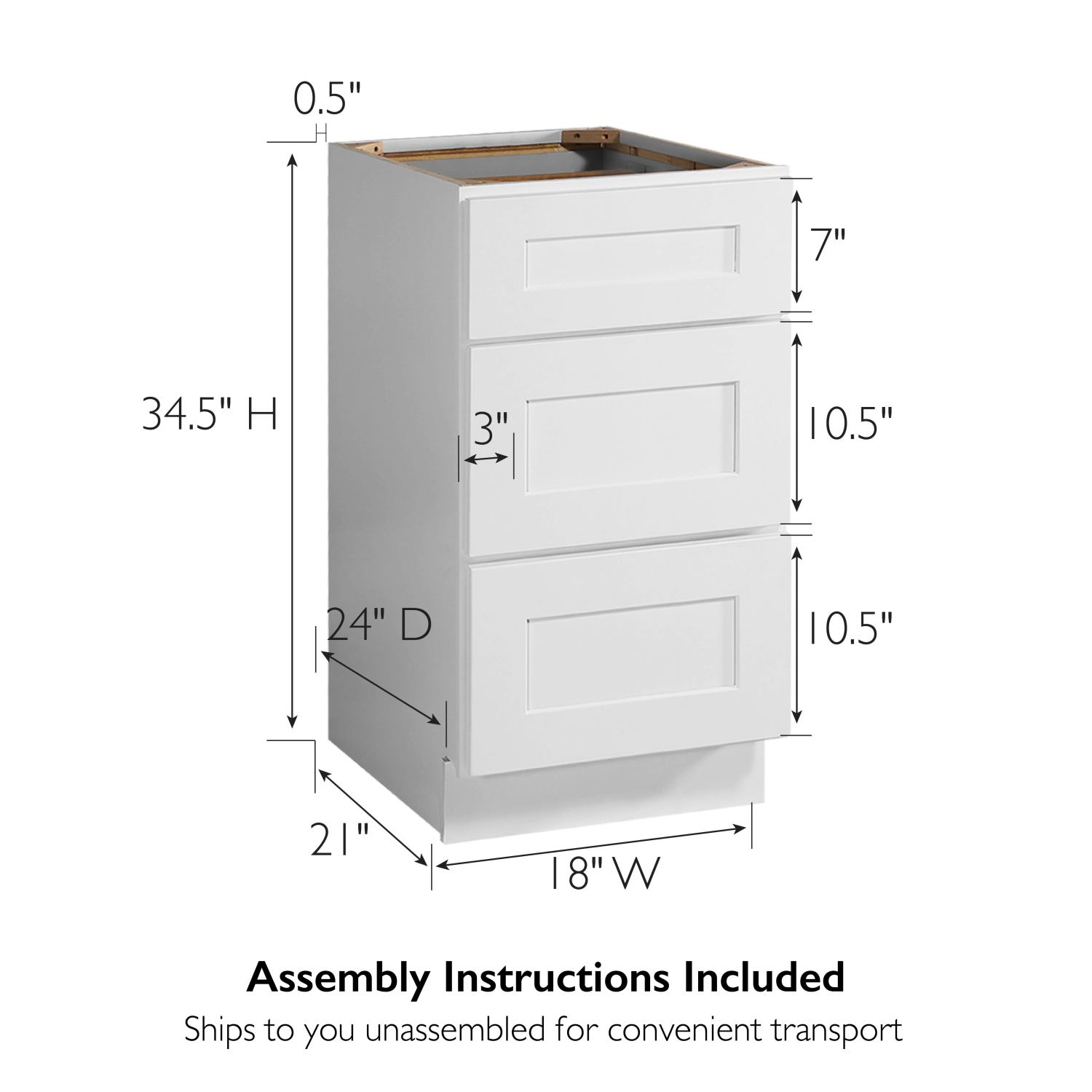 Brookings Base Cabinet White 18 Inch Wide | Kitchen | Today's Design House