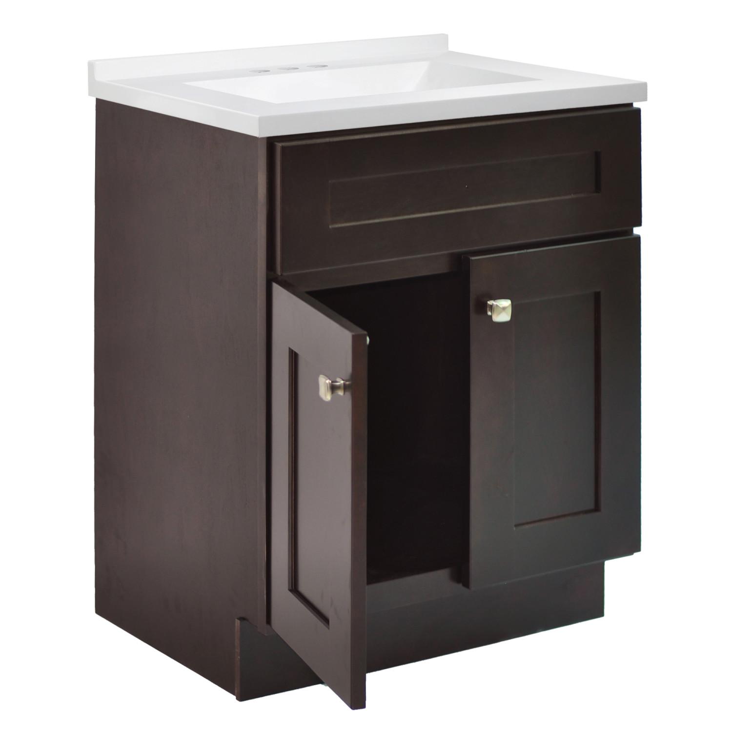 Brookings 25 by 22 Inch Fully Assembled Espresso Bathroom Vanity with ...