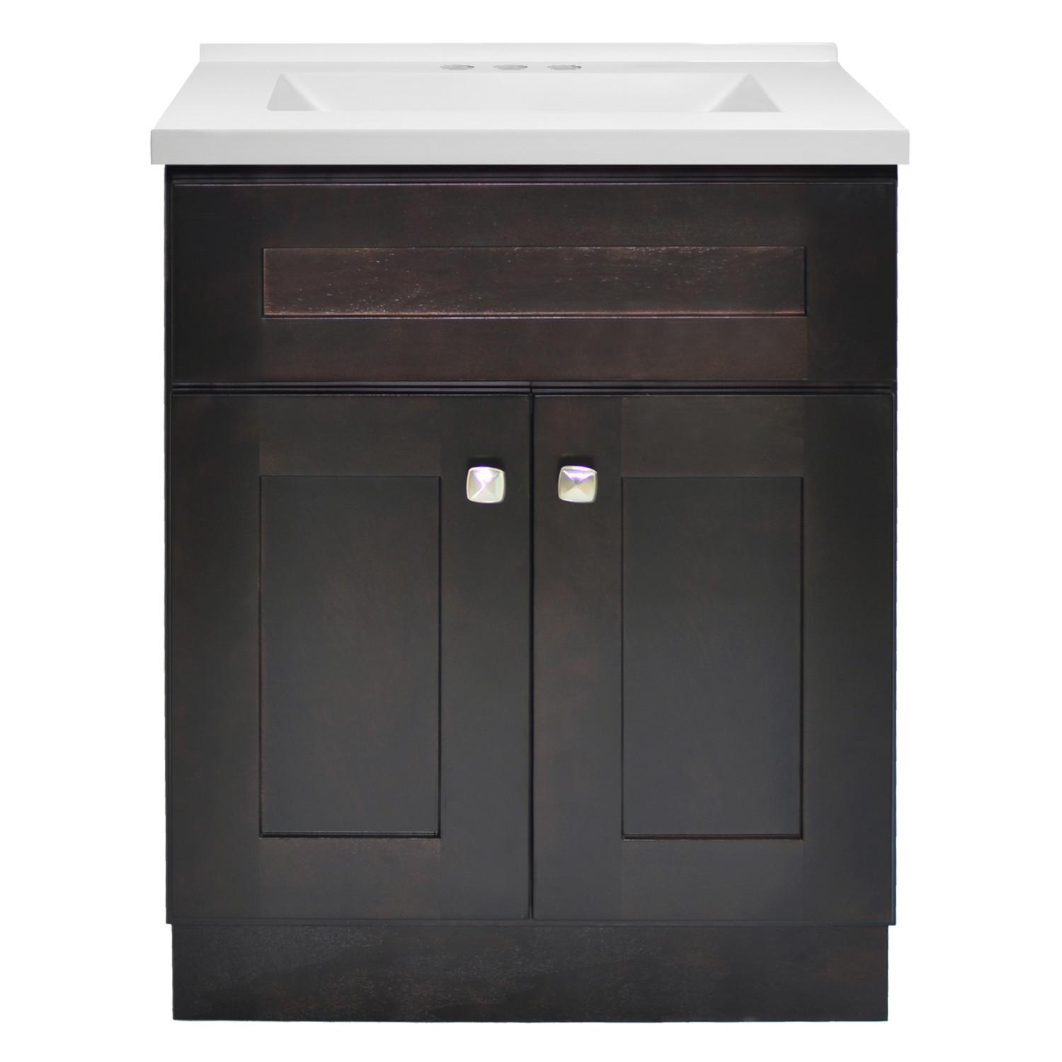 Brookings 25 by 22 Inch Fully Assembled Espresso Bathroom Vanity with ...