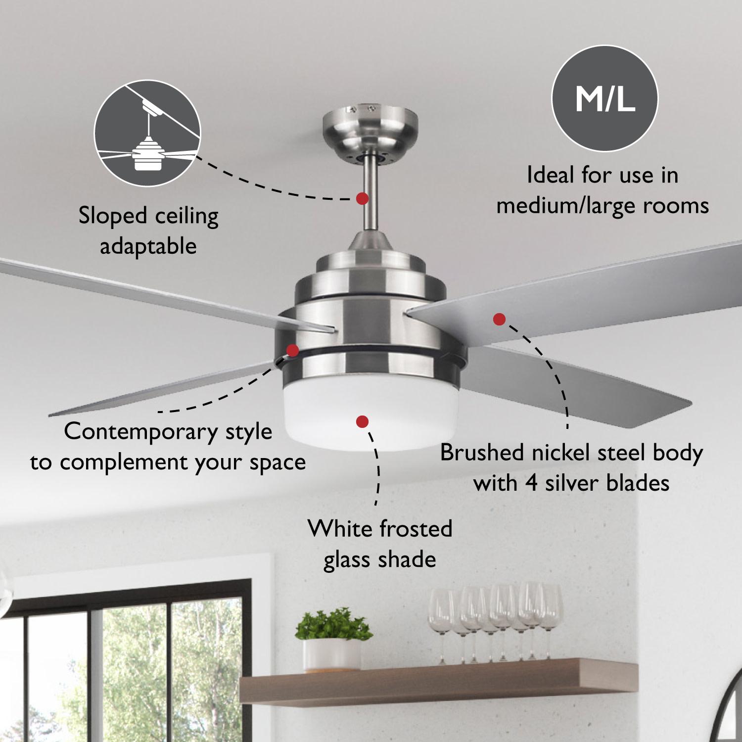Cali 52 Inch Ceiling LED Fan Satin Nickel| Lighting & Ceiling Fans ...