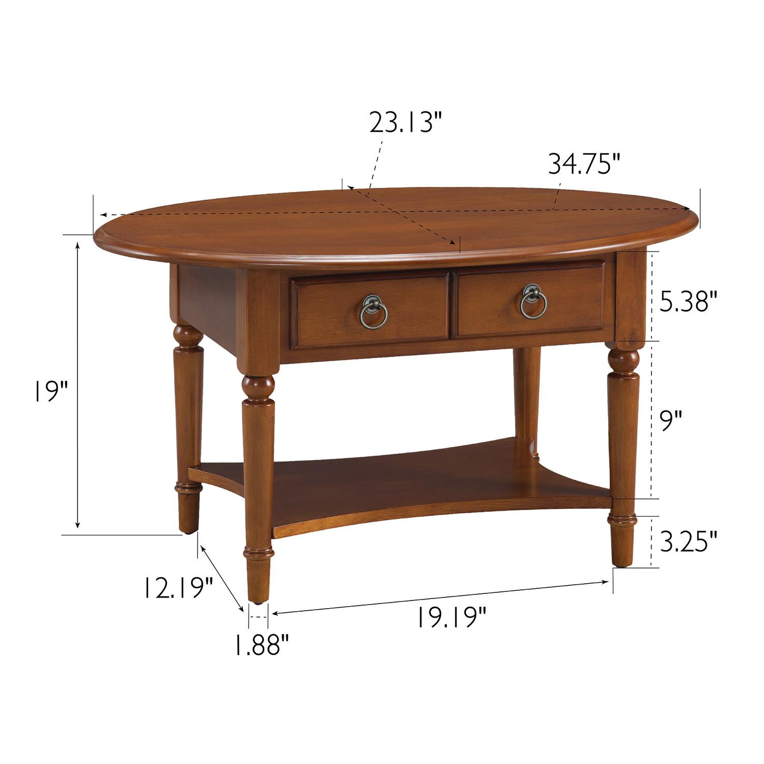 Small oval coffee table with shelf store