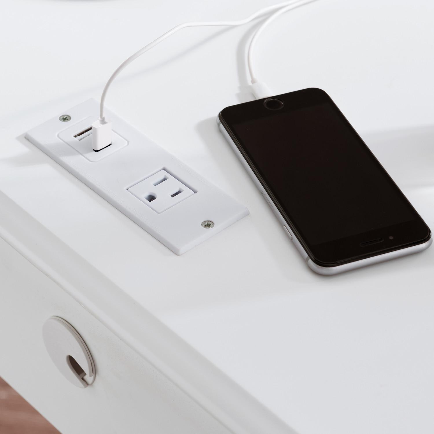 Coastal Side Table with AC and USB Charger White ǀ Furniture ǀ Today's ...