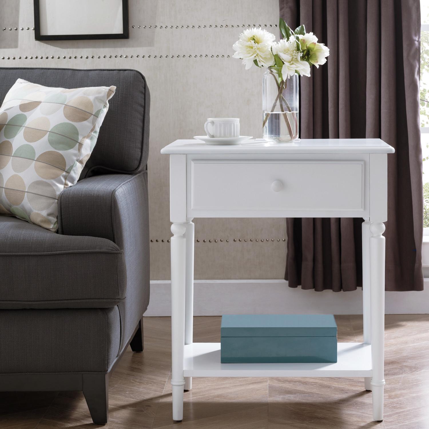 Coastal Side Table with AC and USB Charger White Furniture Today s Design House