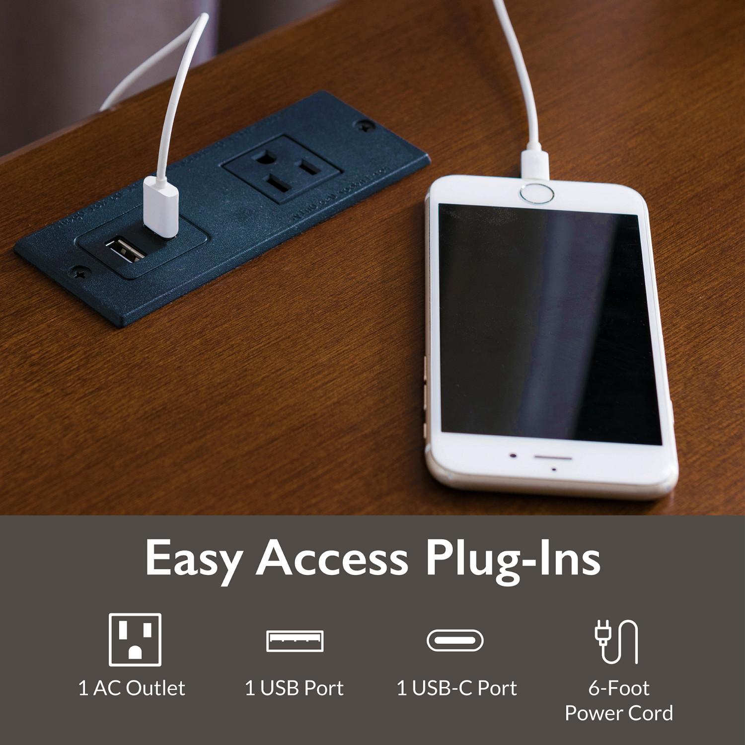 Coastal Side Table Table AC/USB Pecan ǀ Furniture ǀ Today's Design House