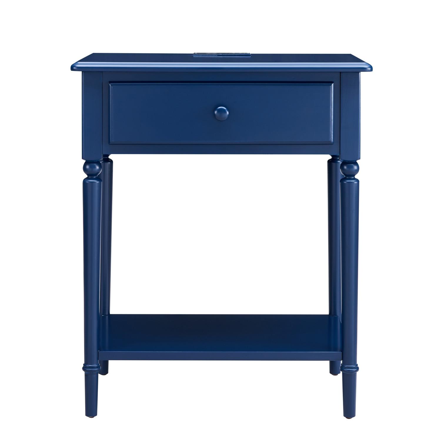 Coastal Side Table AC/USB Navy Blue | Furniture | Today's Design House