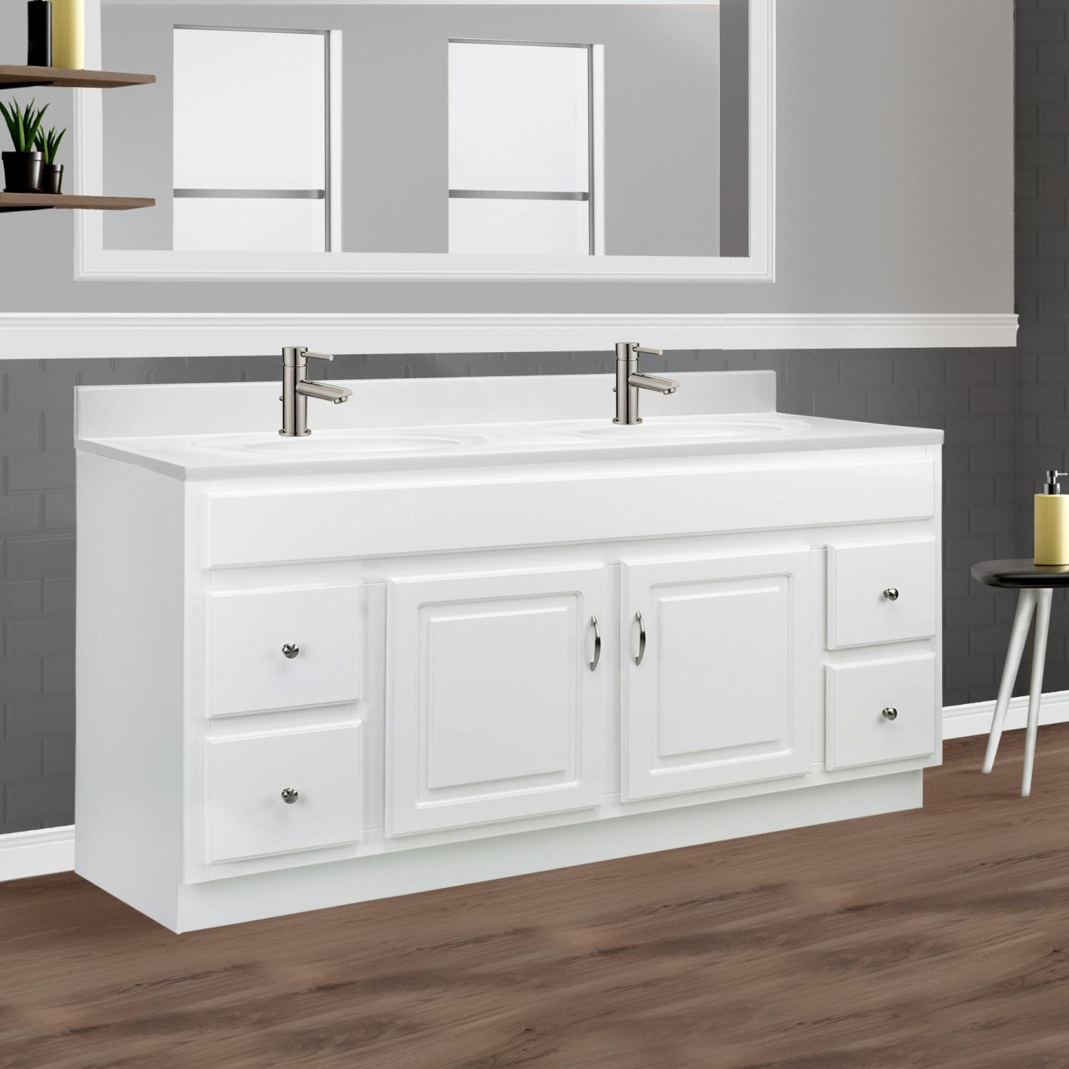 Concord 61 Inch Vanity Solid White Marble Top Single Hole and White ...