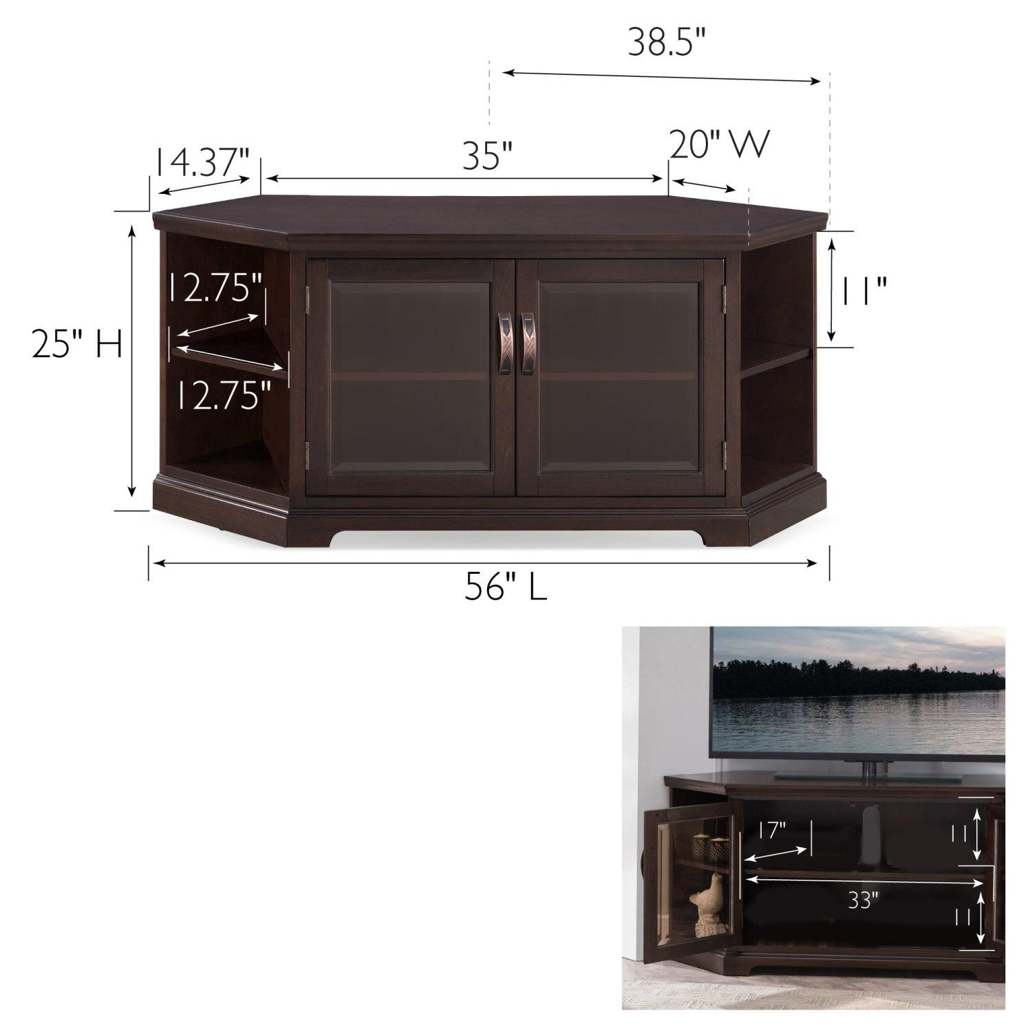 Corner TV Stand Chocolate Cherry 56 Inch ǀ Furniture ǀ Today's Design House