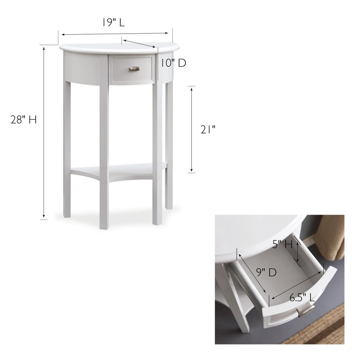 Leick Home Demilune Hall Stand Cottage White ǀ Furniture ǀ Today's ...