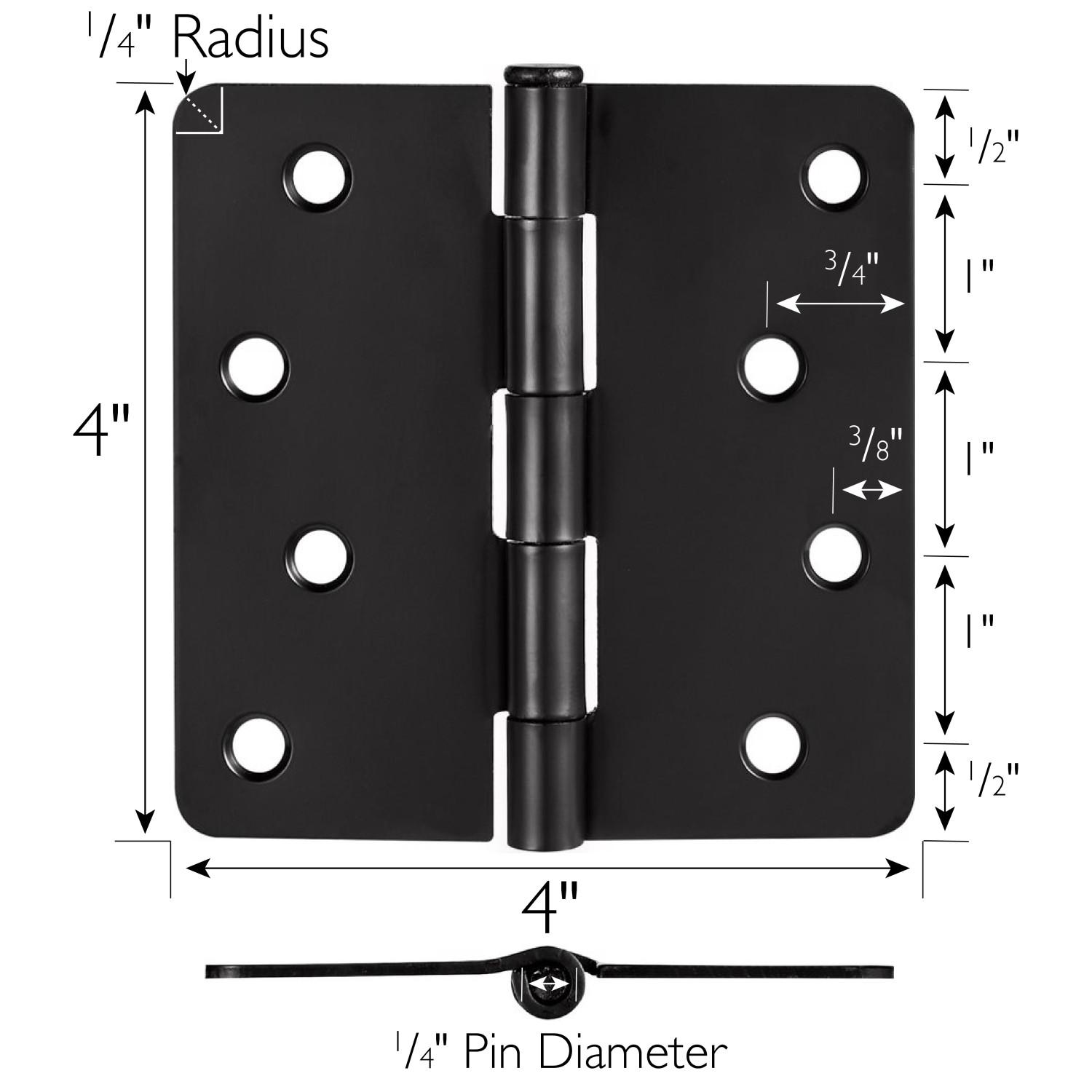 Door Hinge Matte Black 4 Inch .25 Inch Radius 3 Pack ǀ Hardware & Locks ...