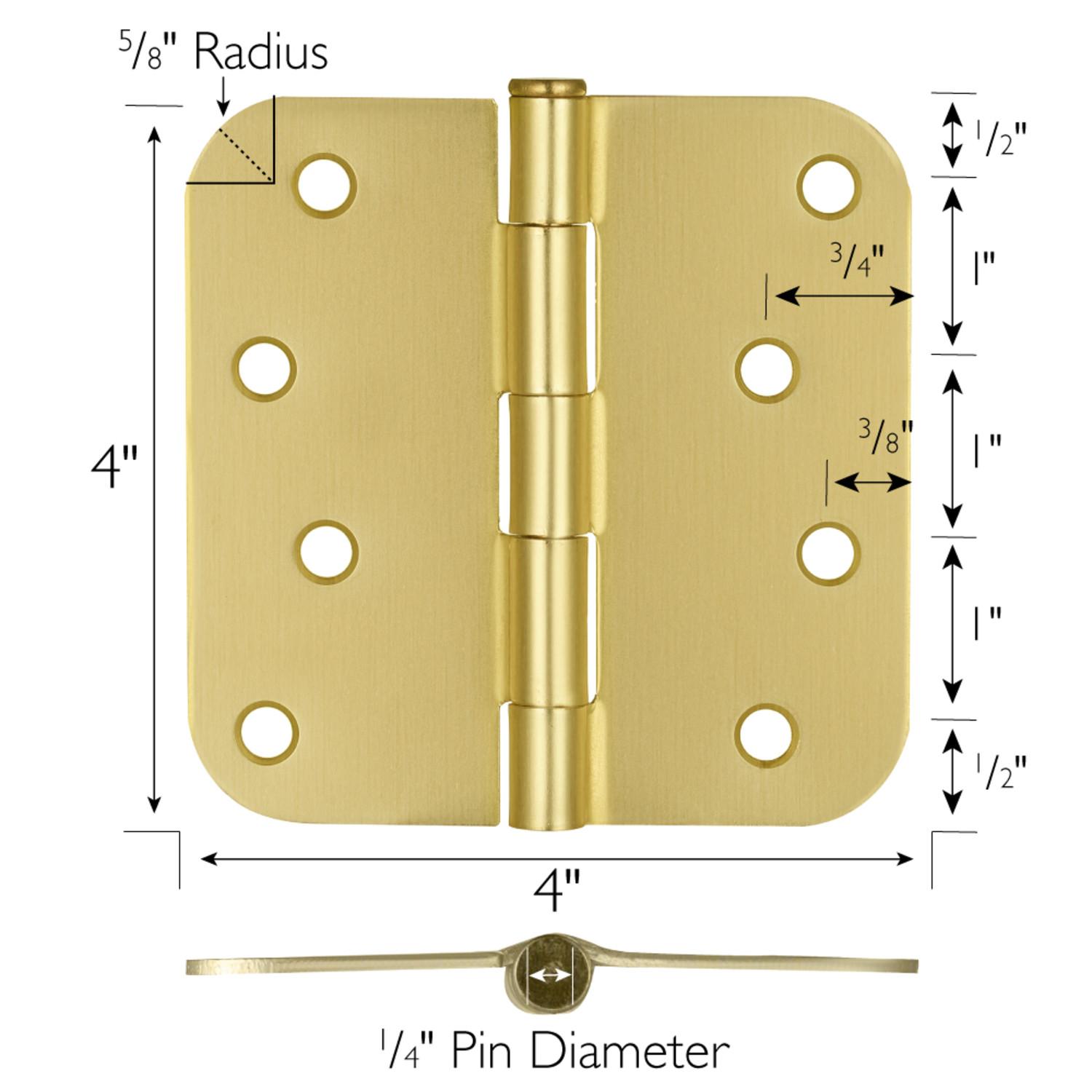Door Hinge Satin Brass 5/8 Inch Radius 10 Pack ǀ Hardware & Locks ǀ ...