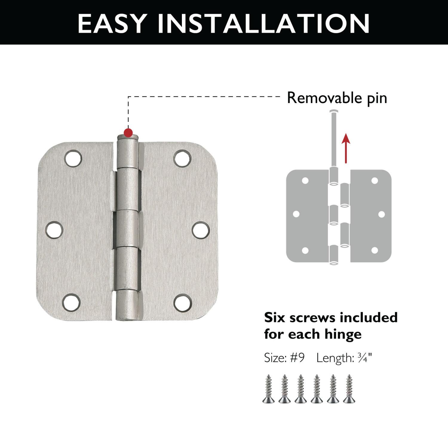 Door Hinge Satin Nickel 3.5 Inch 12 Pack ǀ Hardware & Locks ǀ Today's ...