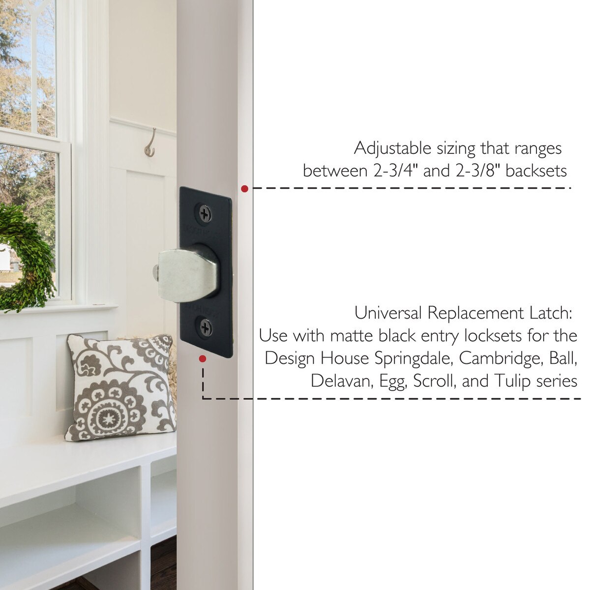 2-Way Replacement Entry Latch Square Corner Matte Black ǀ Hardware ...