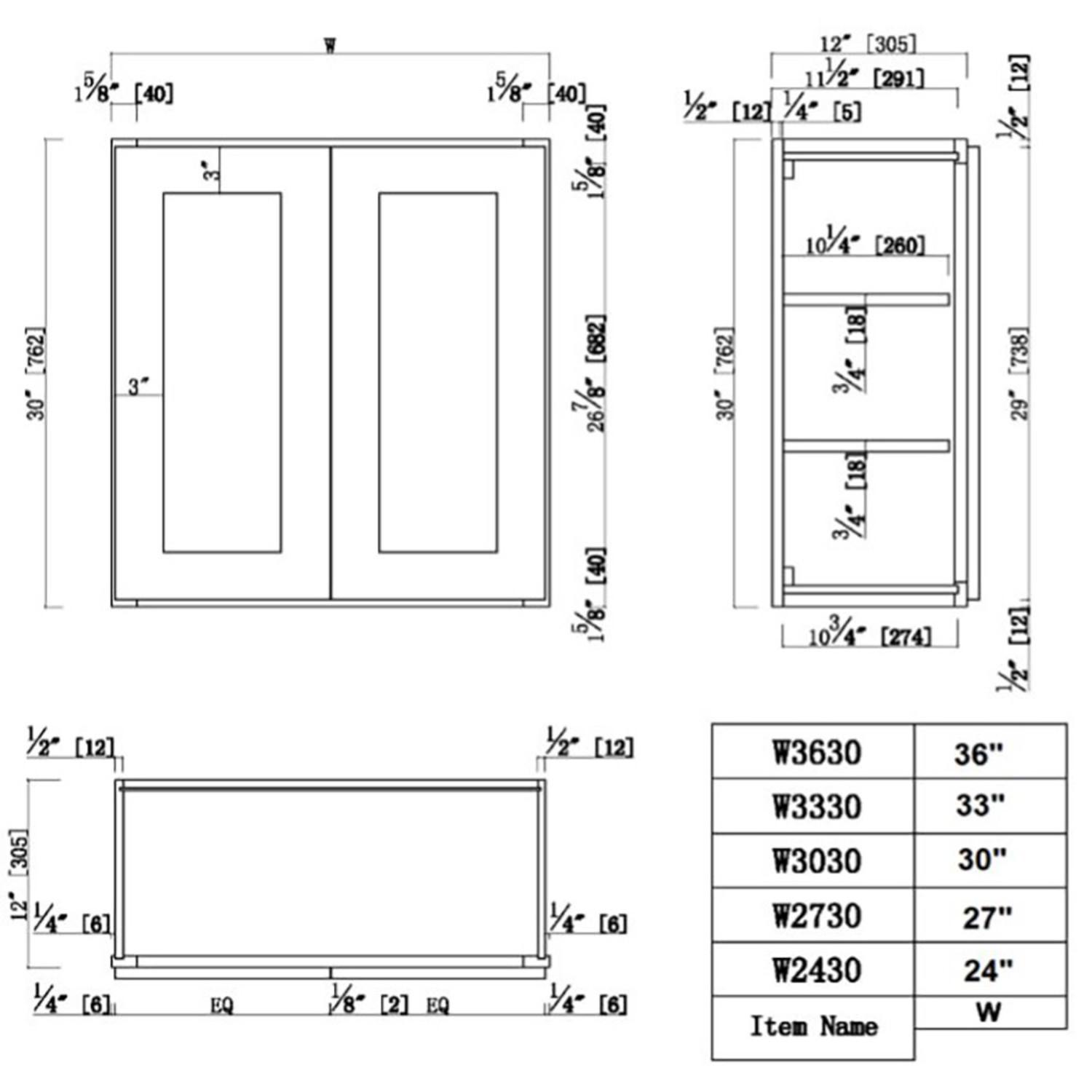 Fully Assembled Wall Cabinet in Espresso 30 Inch by 30 Inch by 12 Inch ...