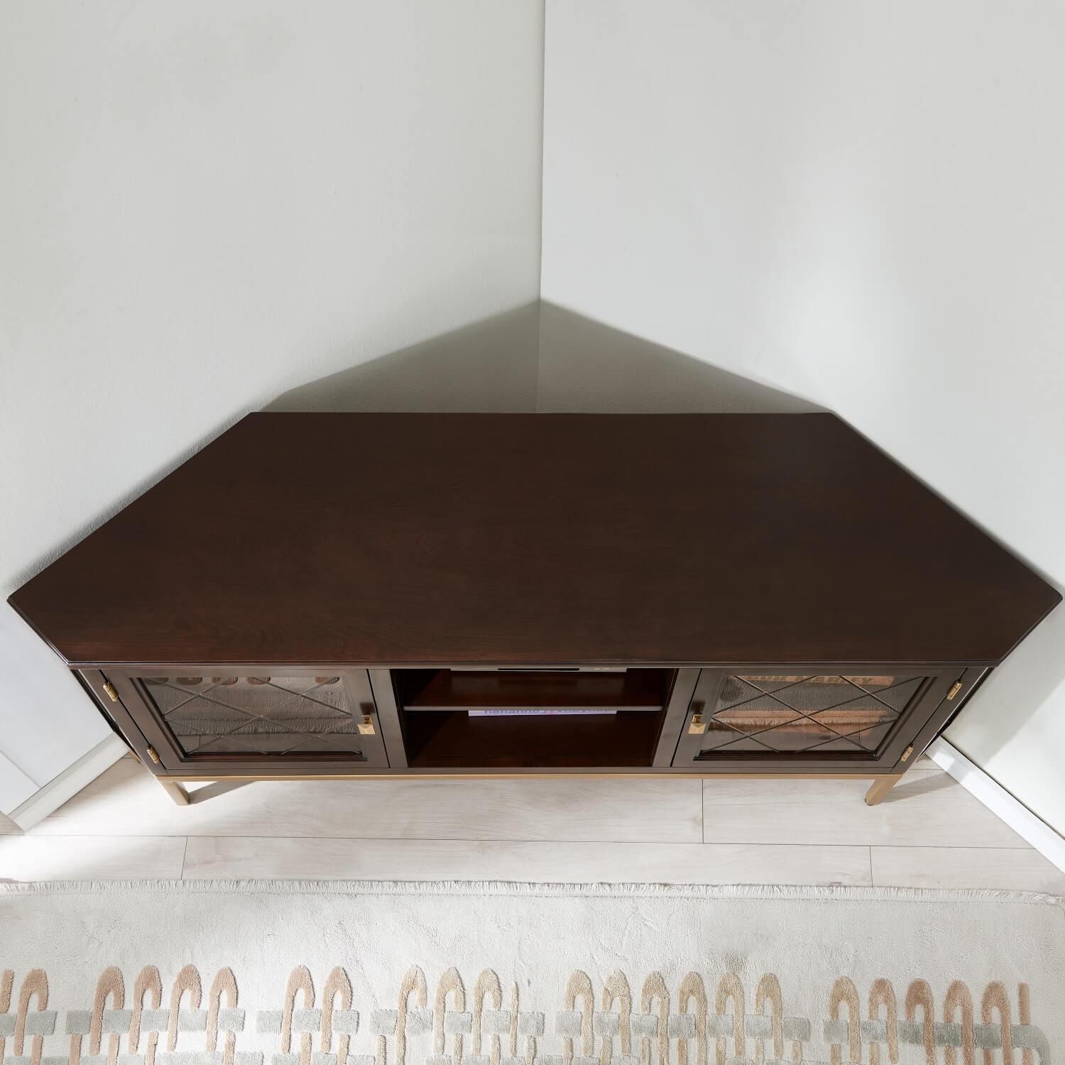 Gold corner tv stand store