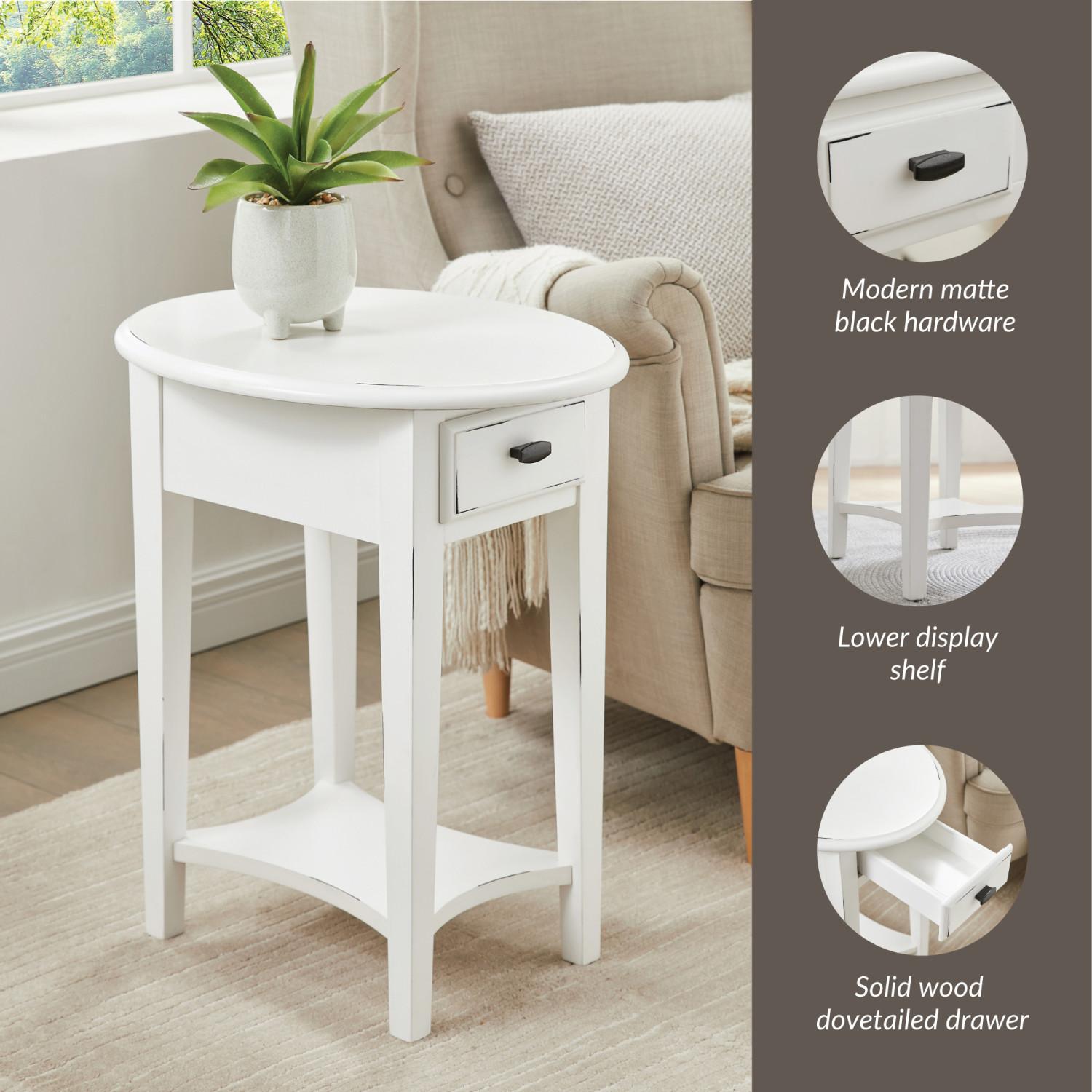 Haven Ridge Oval End Table Farmhouse White Furniture Today s Design House