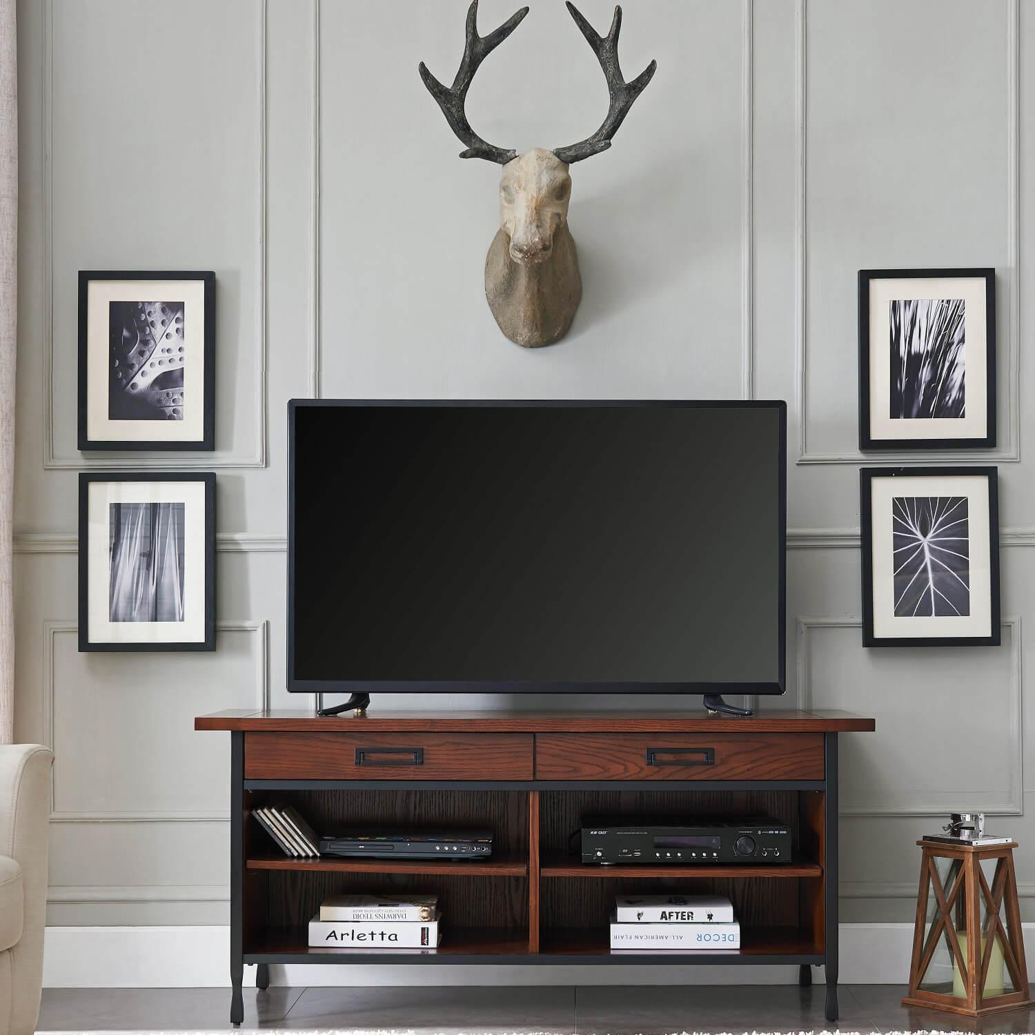 Ironcraft Metal Wood TV Stand Mission Oak 54 Inch ǀ Furniture ǀ Today's ...