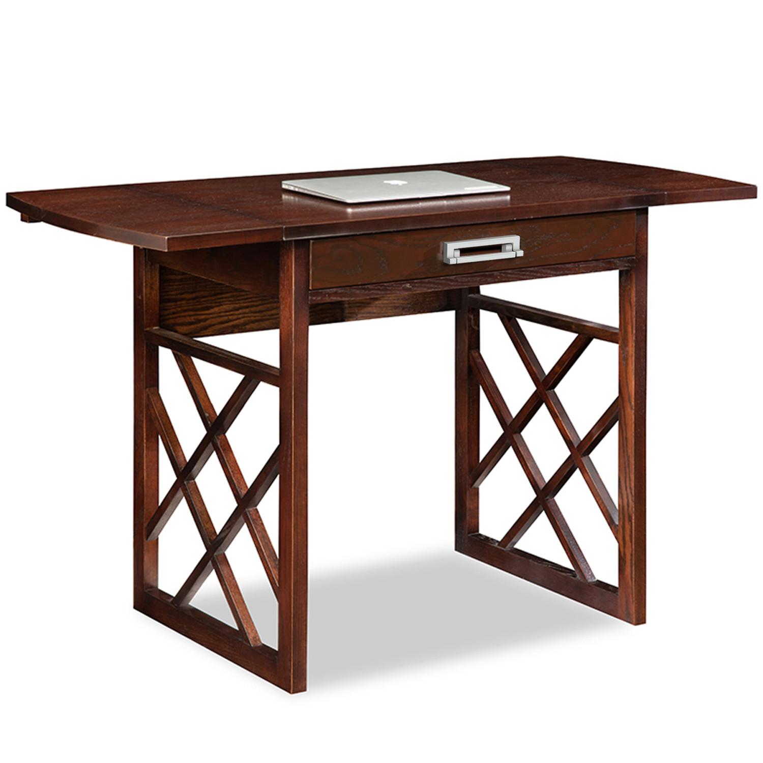 Leick Home Drop Leaf Computer Writing Desk Chocolate Oak ǀ Furniture ǀ ...