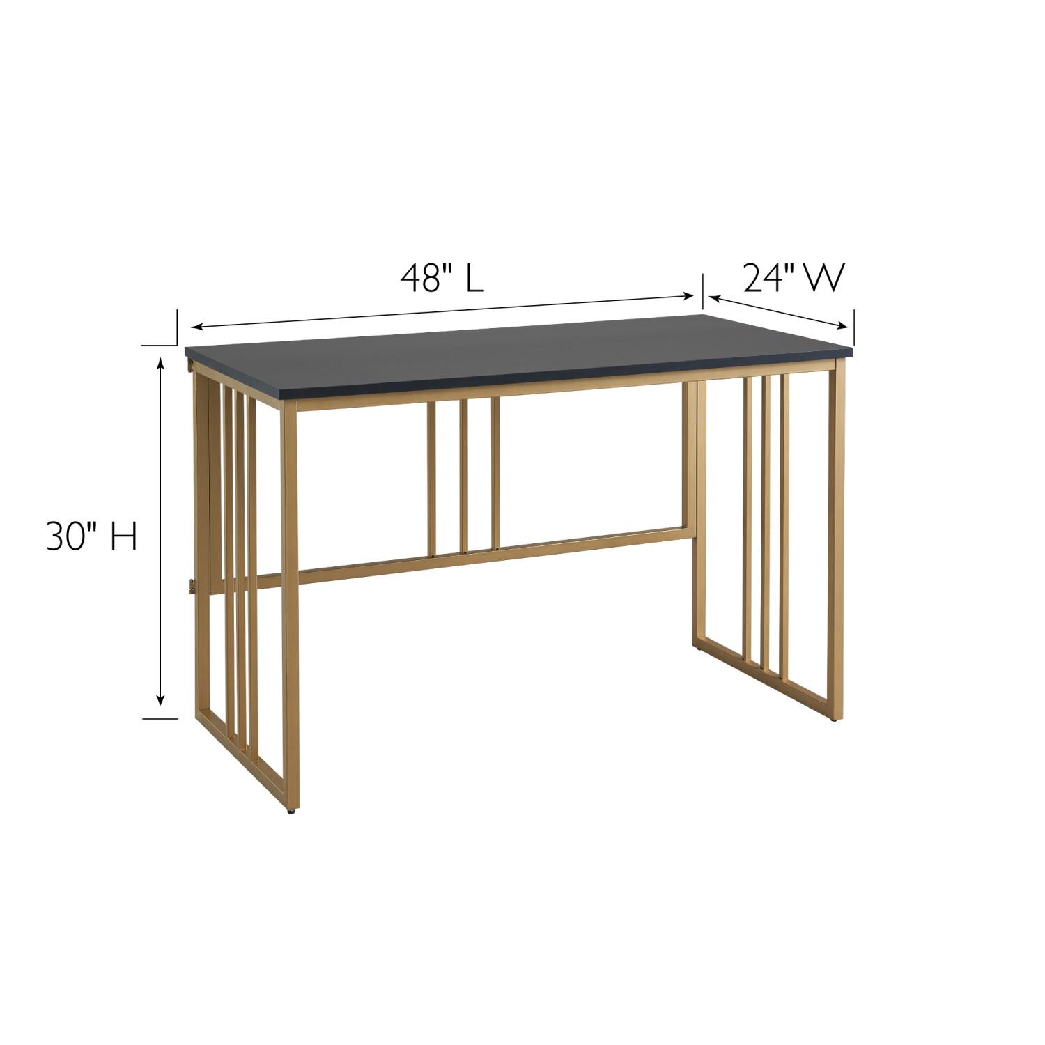 Leick Home Collapsible Slatted Mission Desk Black Gold Metal