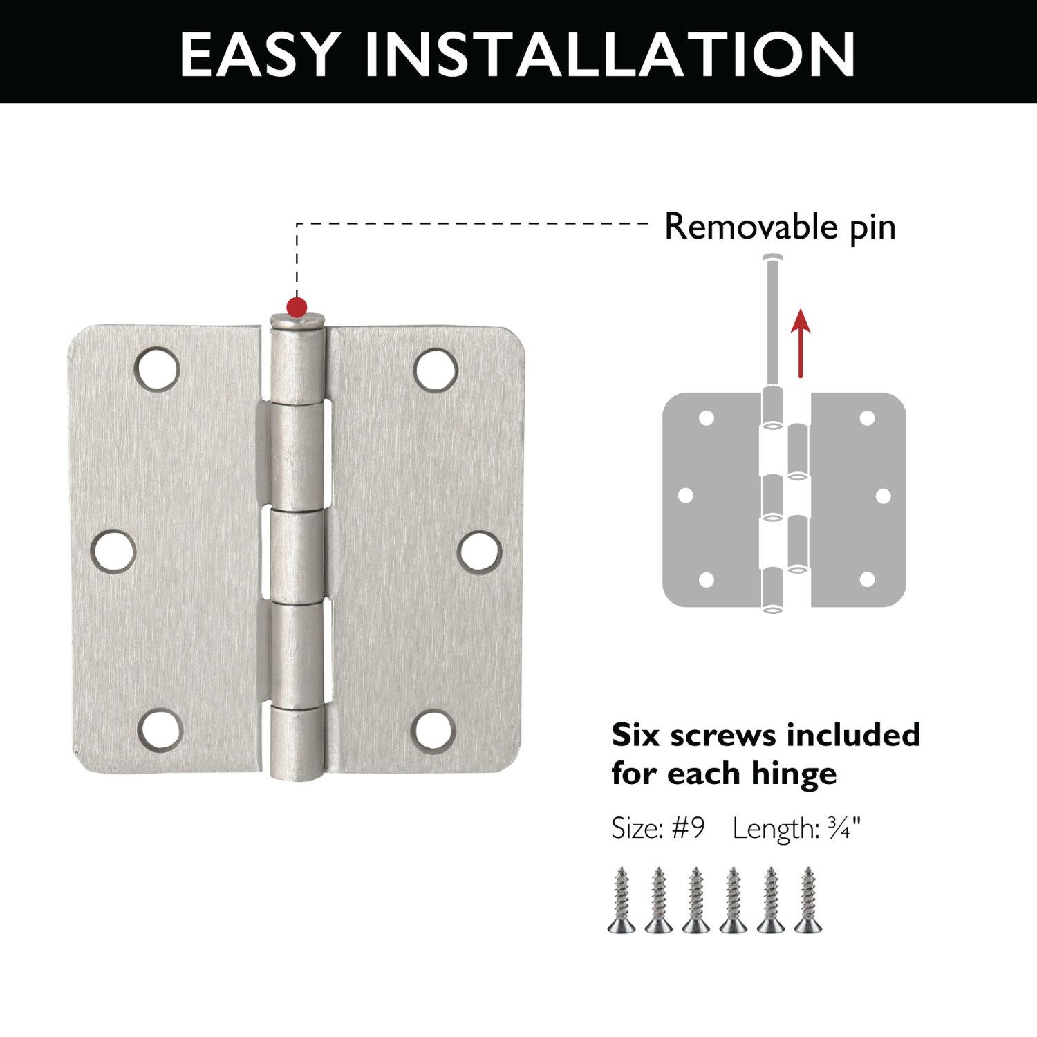 Radius Door Hinge Satin Nickel 10 Pack ǀ Hardware & Locks ǀ Today's ...
