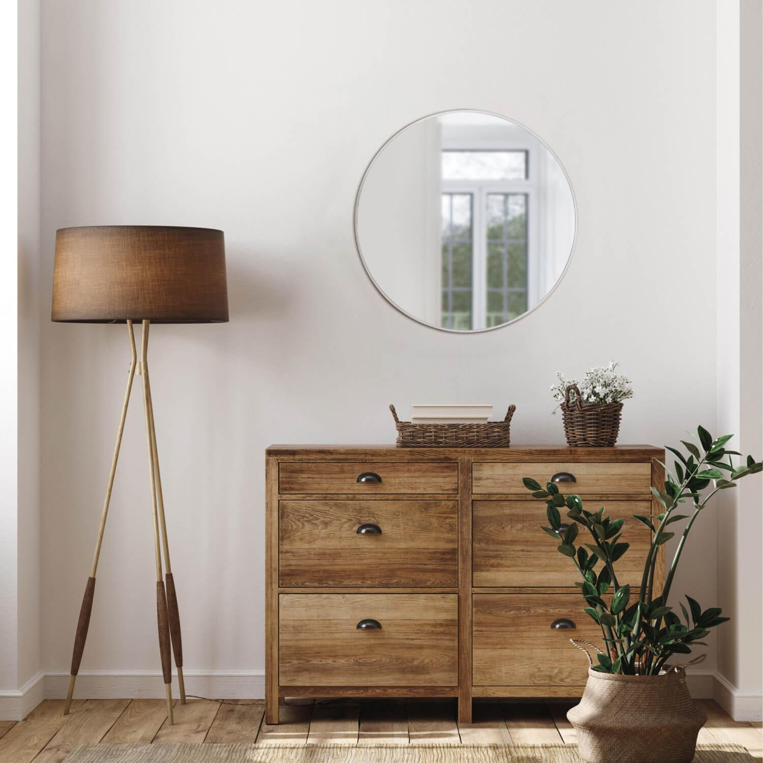 Round 24 Inch Wall Mirror Silver ǀ Bath ǀ Today's Design House